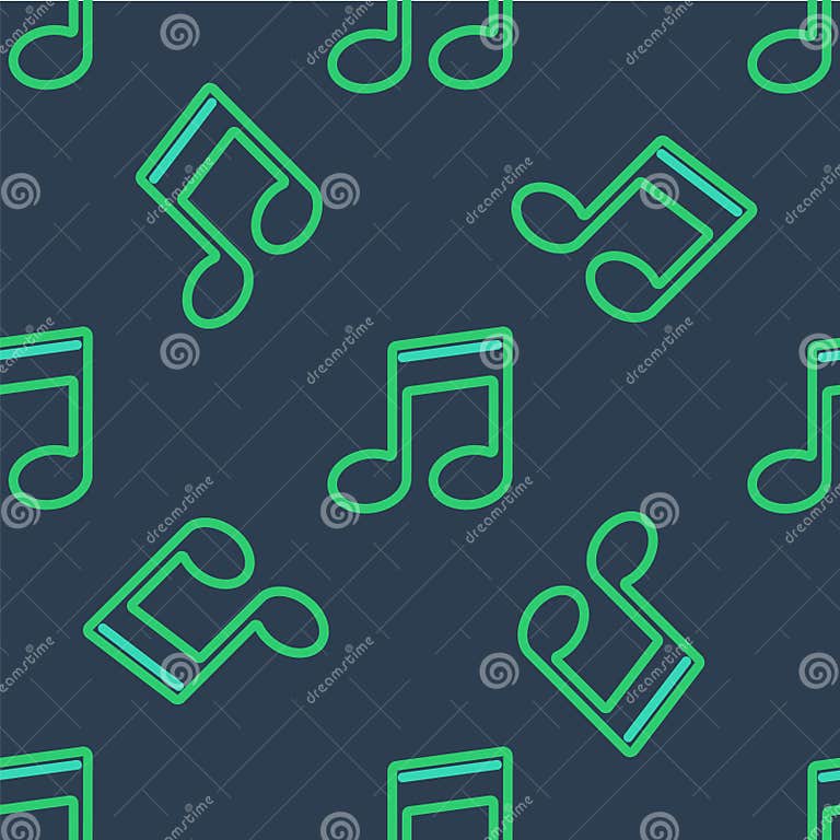 Line Music Note, Tone Icon Isolated Seamless Pattern on Blue Background ...