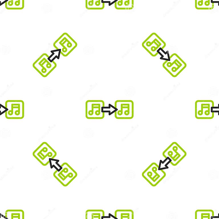 Line Music Note, Tone Icon Isolated Seamless Pattern on White ...