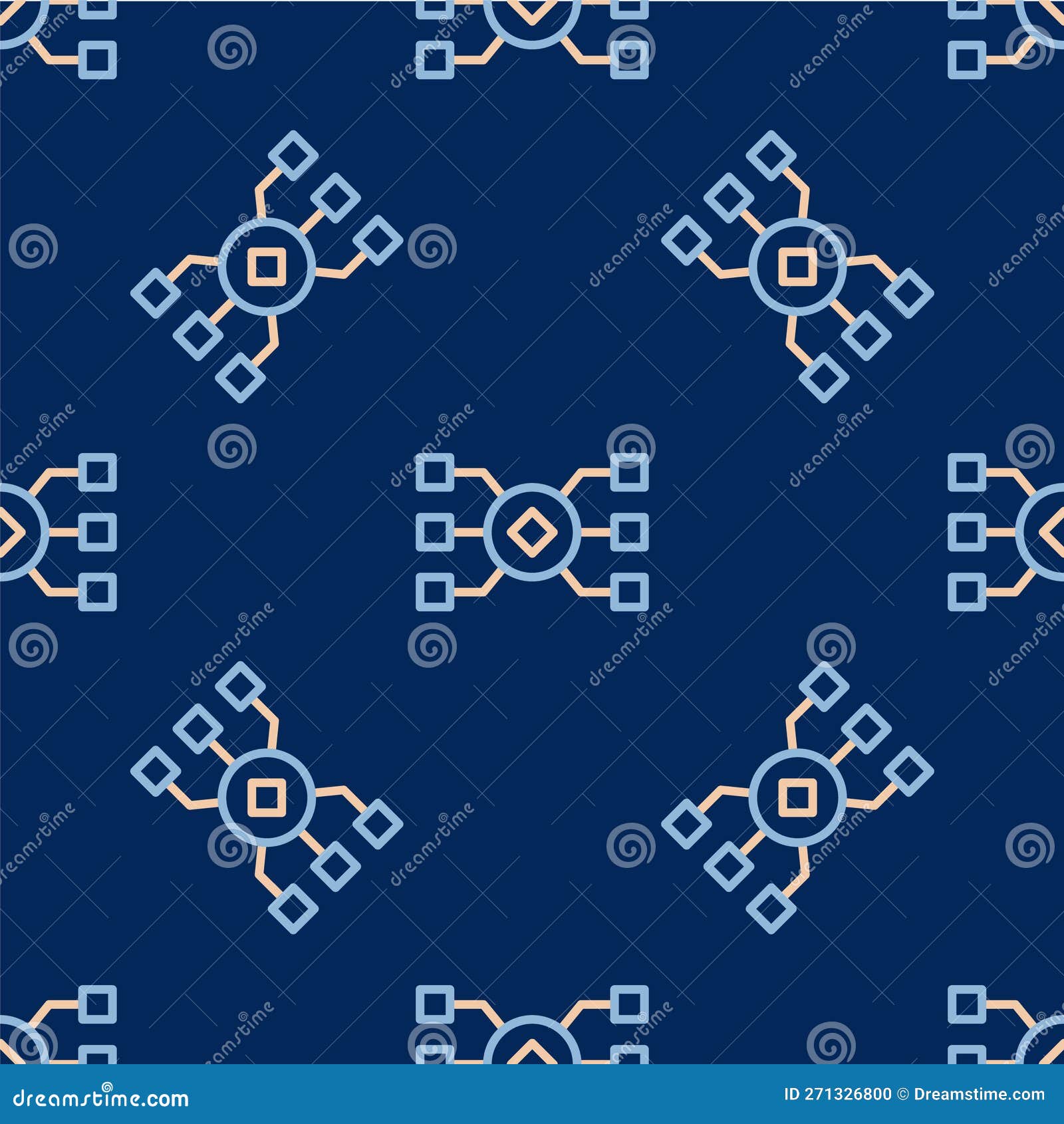 Line Neural Network Icon Isolated Seamless Pattern on Blue Background ...