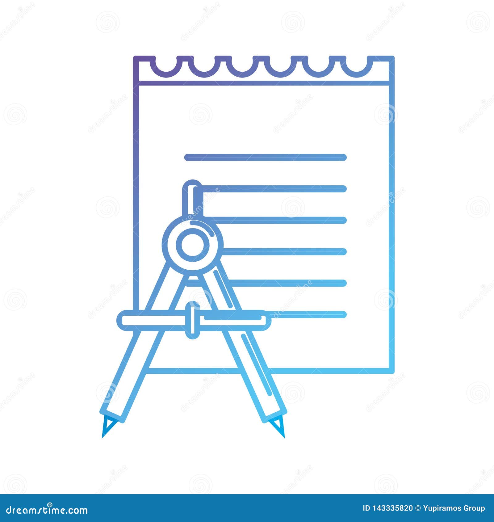 Line Notebook Paper and Compass School Object Stock Vector ...