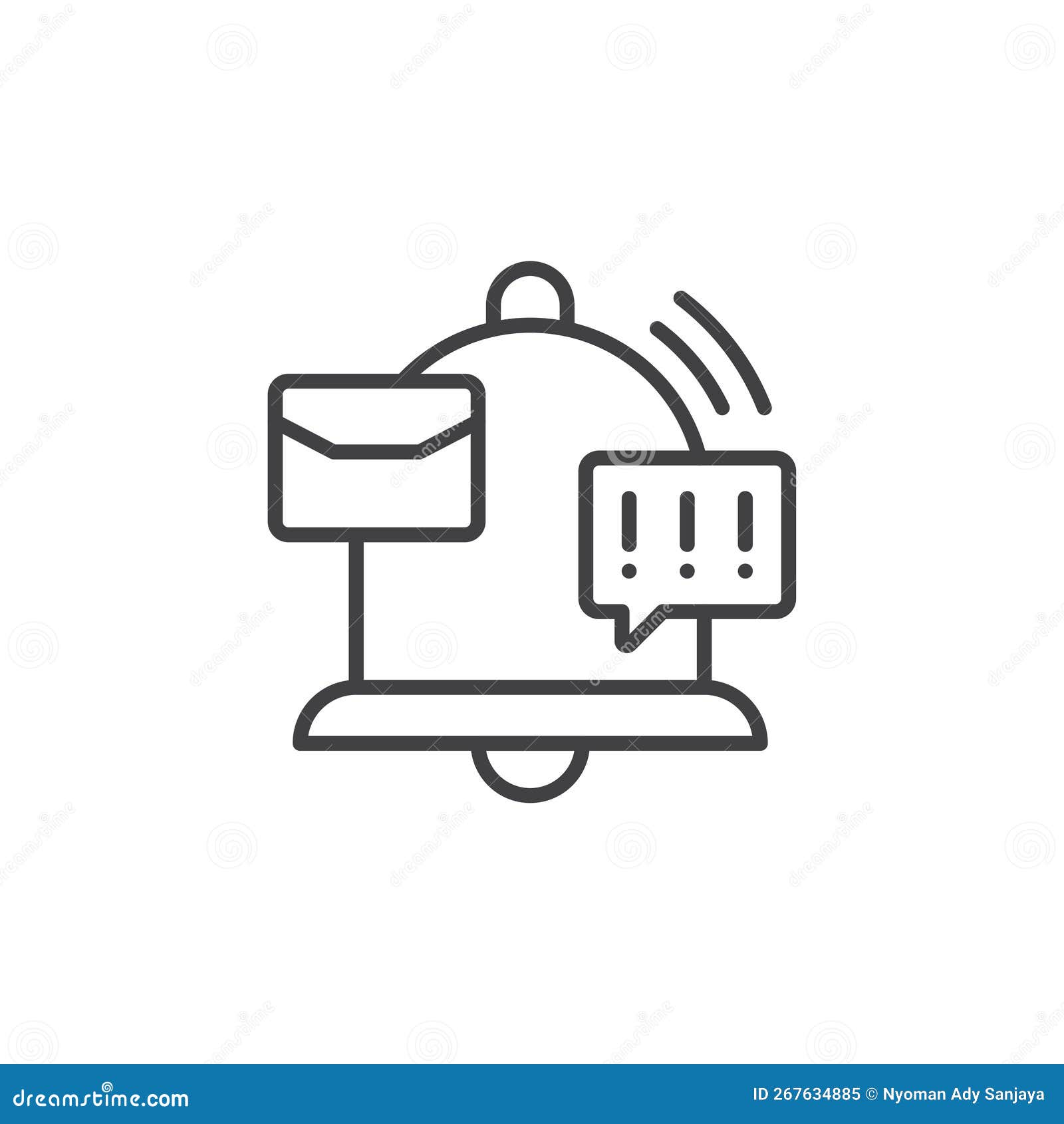 Line Notification Icon Vector with Email and Exclamation Mark Stock ...