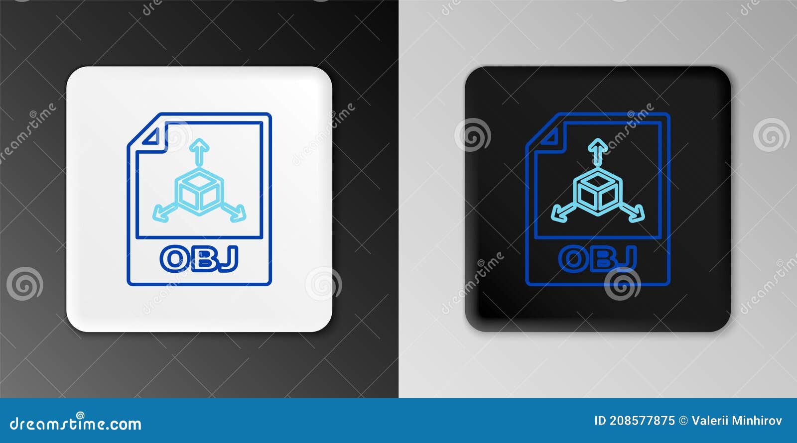 Line OBJ File Document. Download Obj Button Icon Isolated on Grey ...