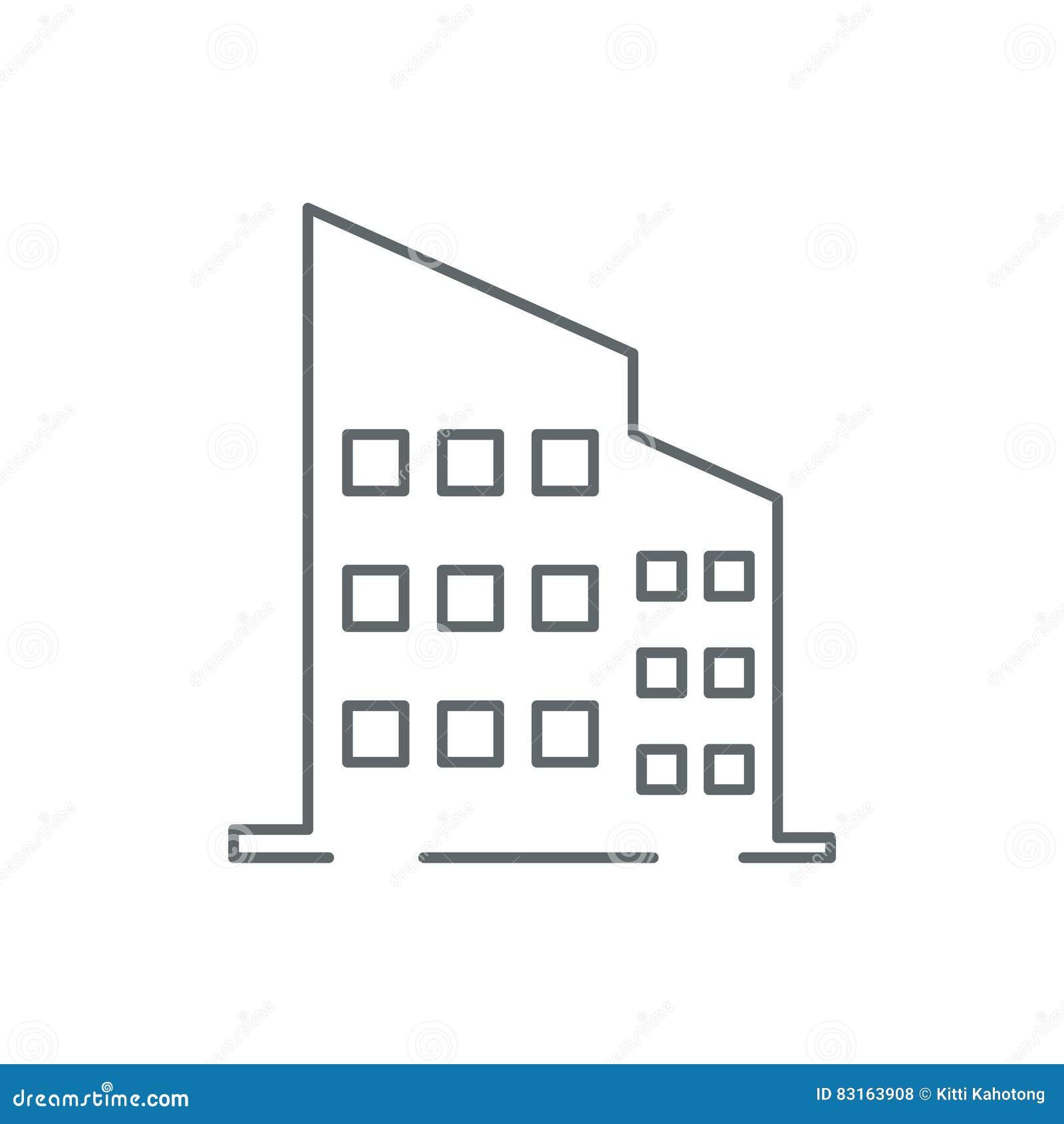 Line office building icon stock vector. Illustration of element - 83163908