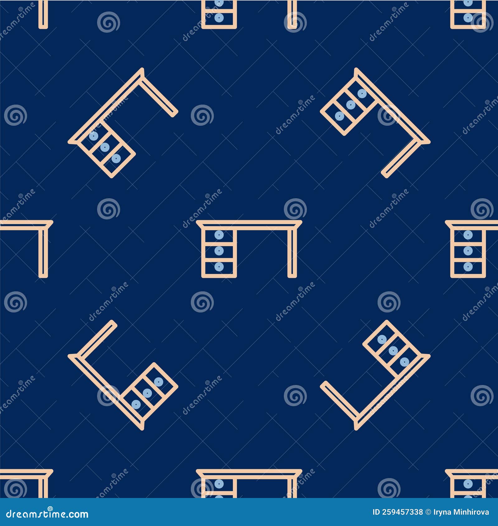 Line Office Desk Icon Isolated Seamless Pattern on Blue Background ...
