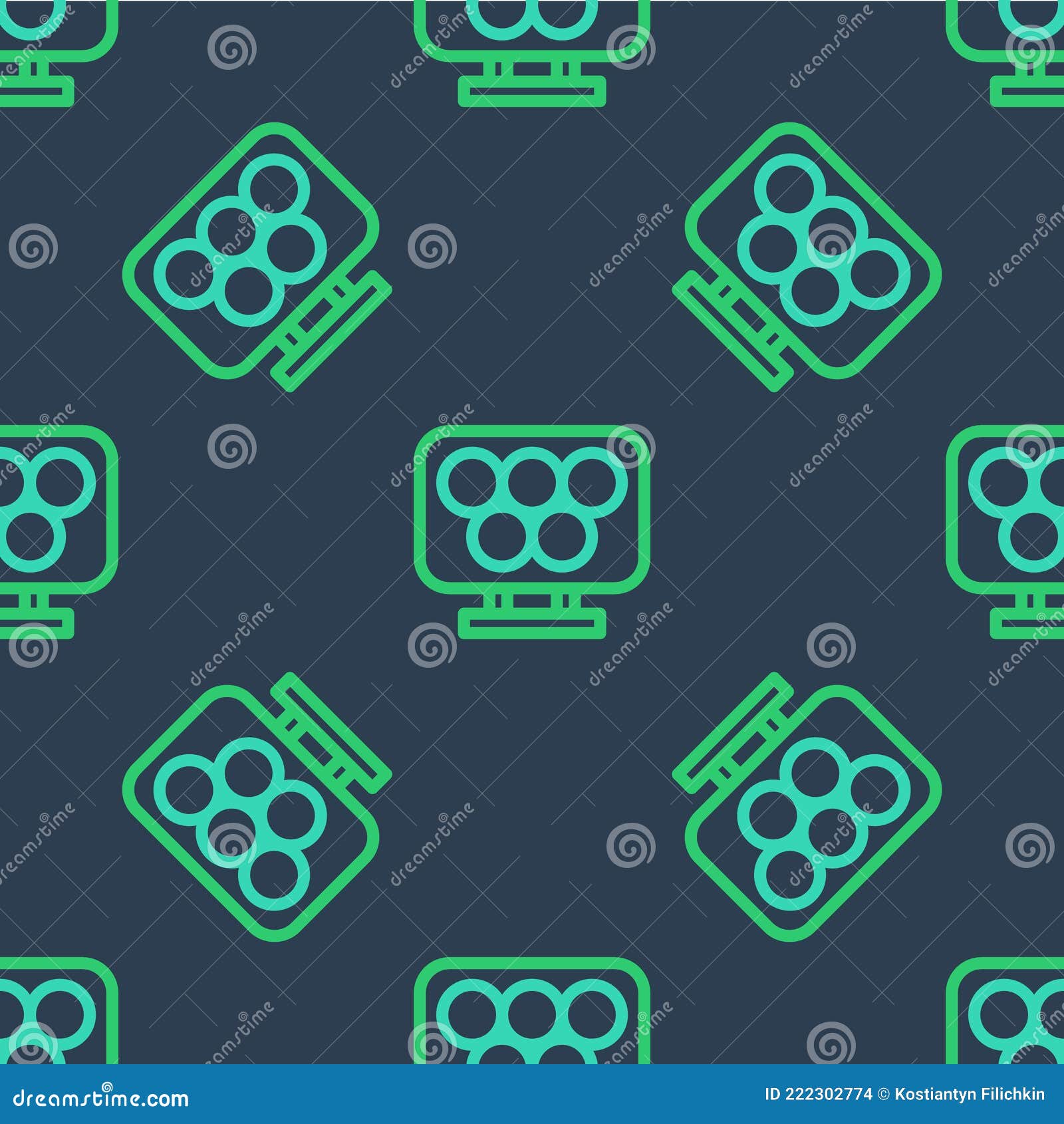 Line Olympic Rings Icon Isolated Seamless Pattern on Blue Background ...