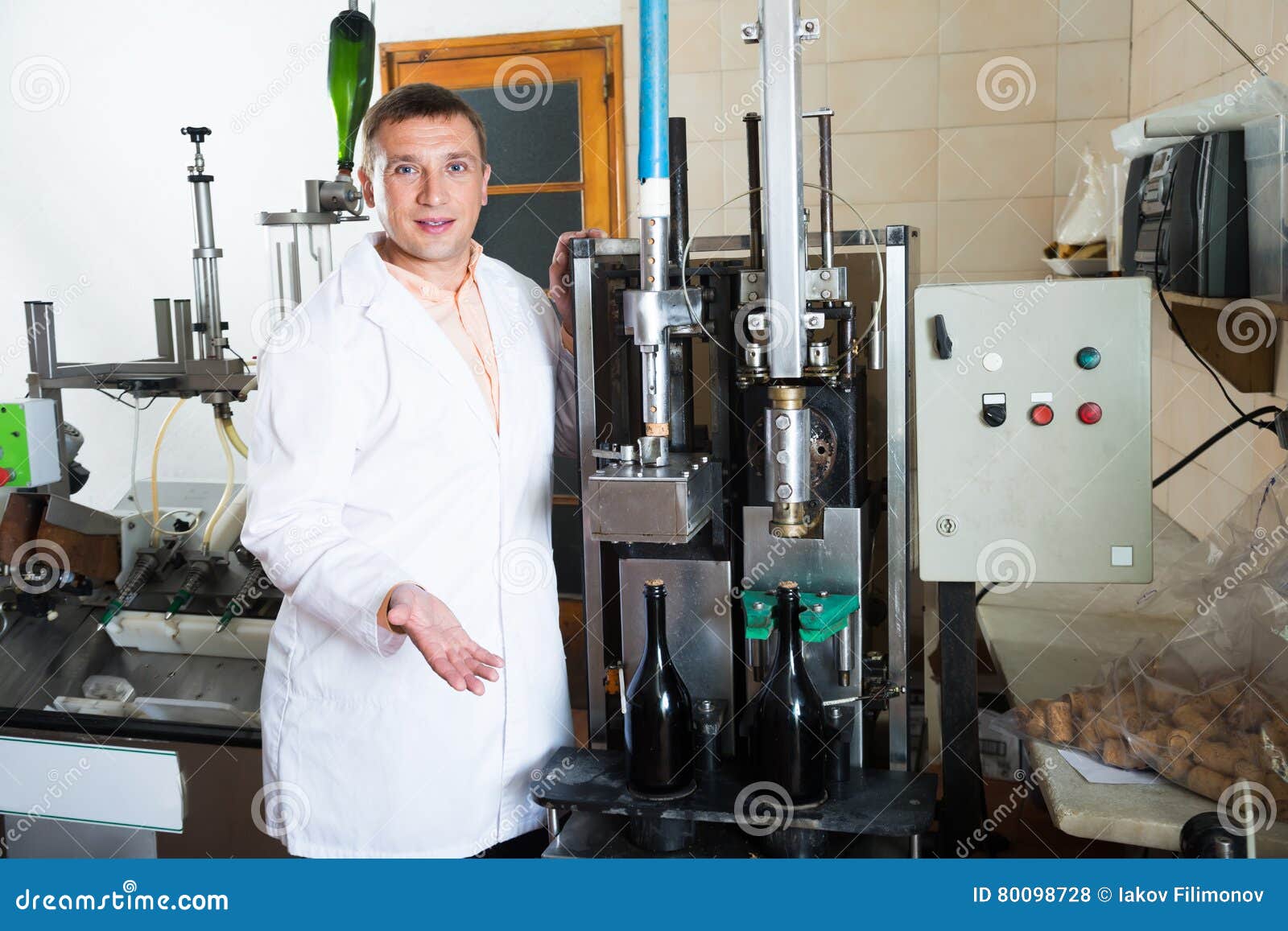 Line Operator Working in Wine Factory Stock Photo - Image of equipment ...