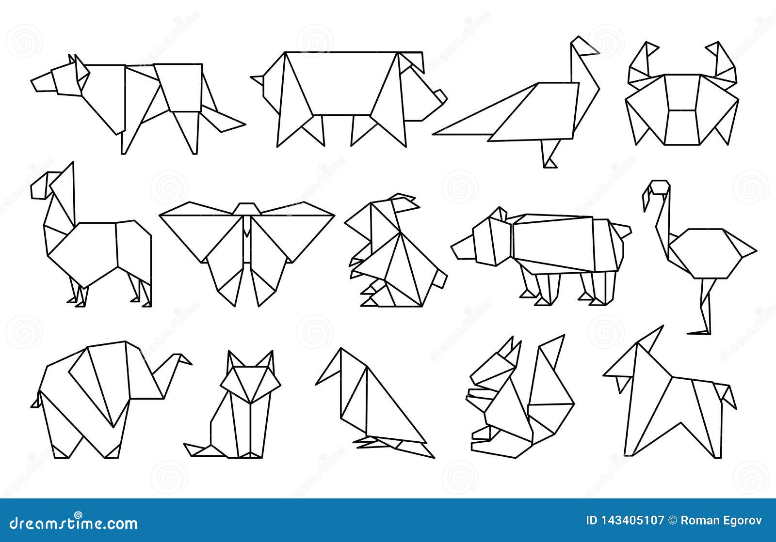 Line Origami Animals. Abstract Polygon Animals, Folded Paper Shapes ... Line Origami Animals. Abstract Polygon Animals, Folded Paper Shapes ...
