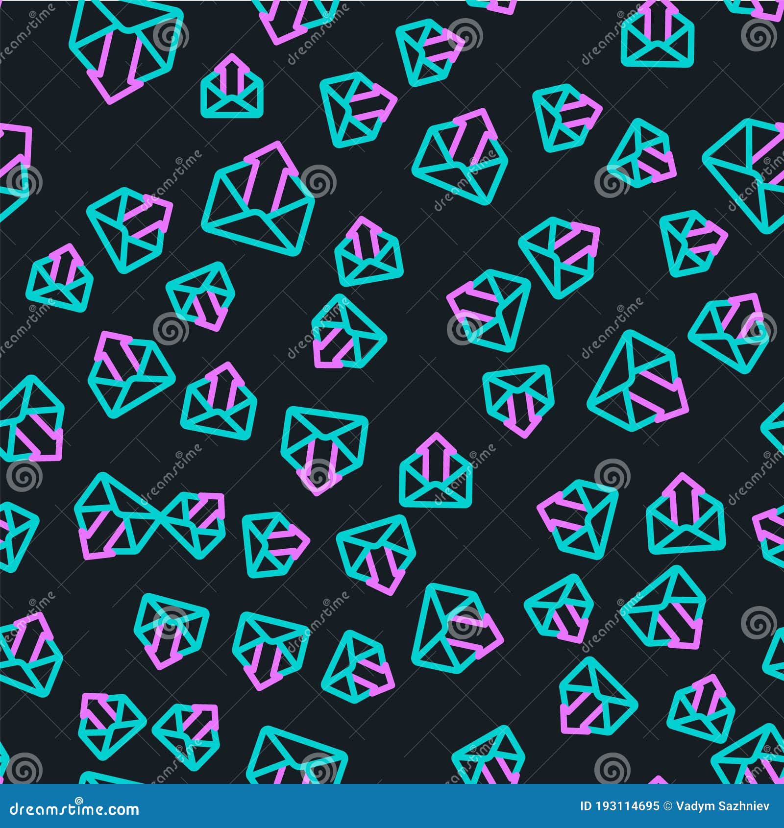 Line Outgoing Mail Icon Isolated Seamless Pattern on Black Background ...