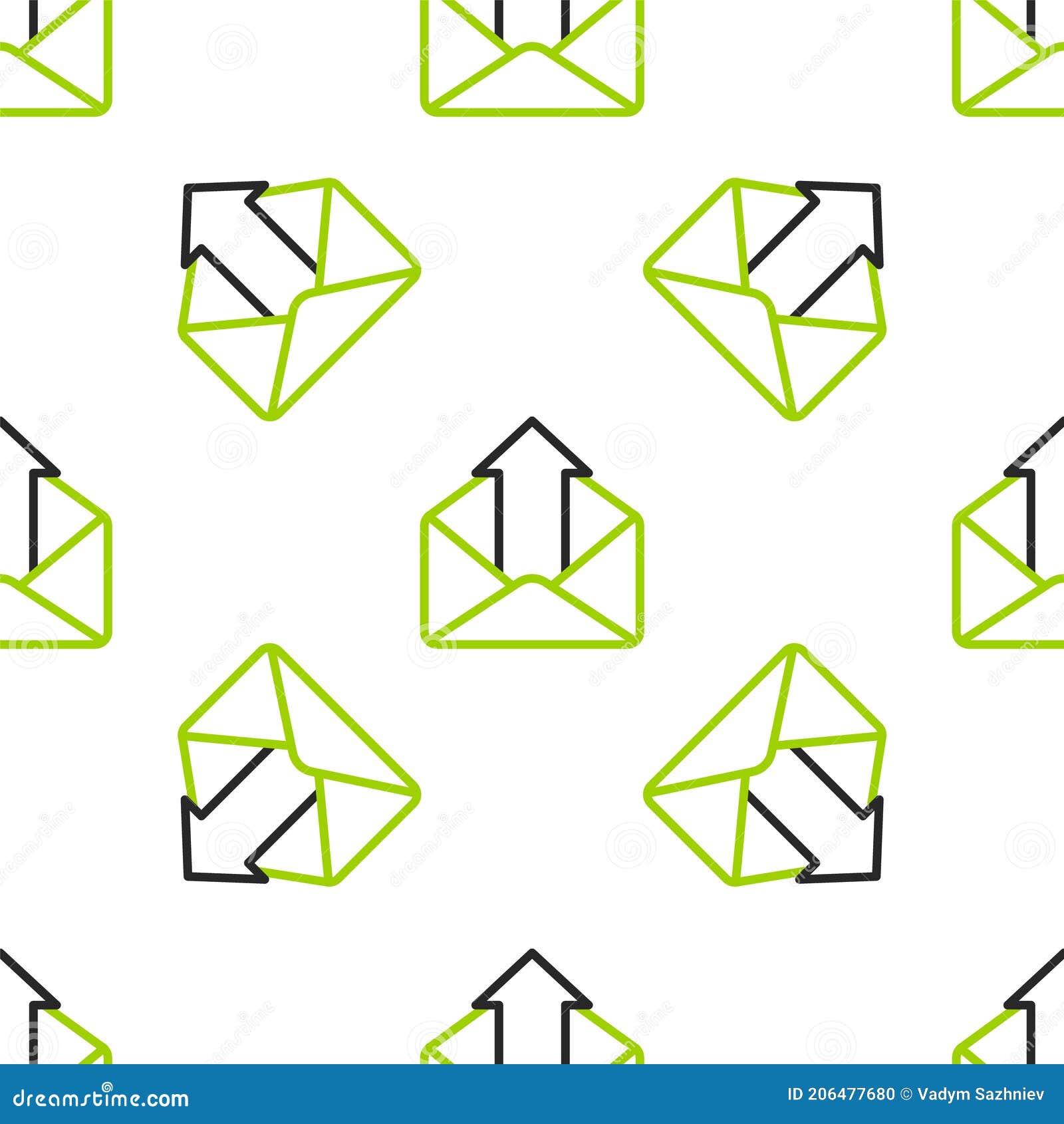Line Outgoing Mail Icon Isolated Seamless Pattern on White Background ...