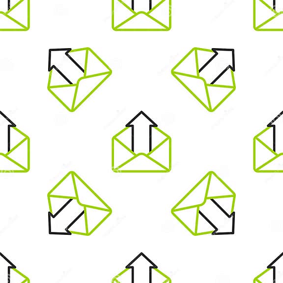 Line Outgoing Mail Icon Isolated Seamless Pattern on White Background ...