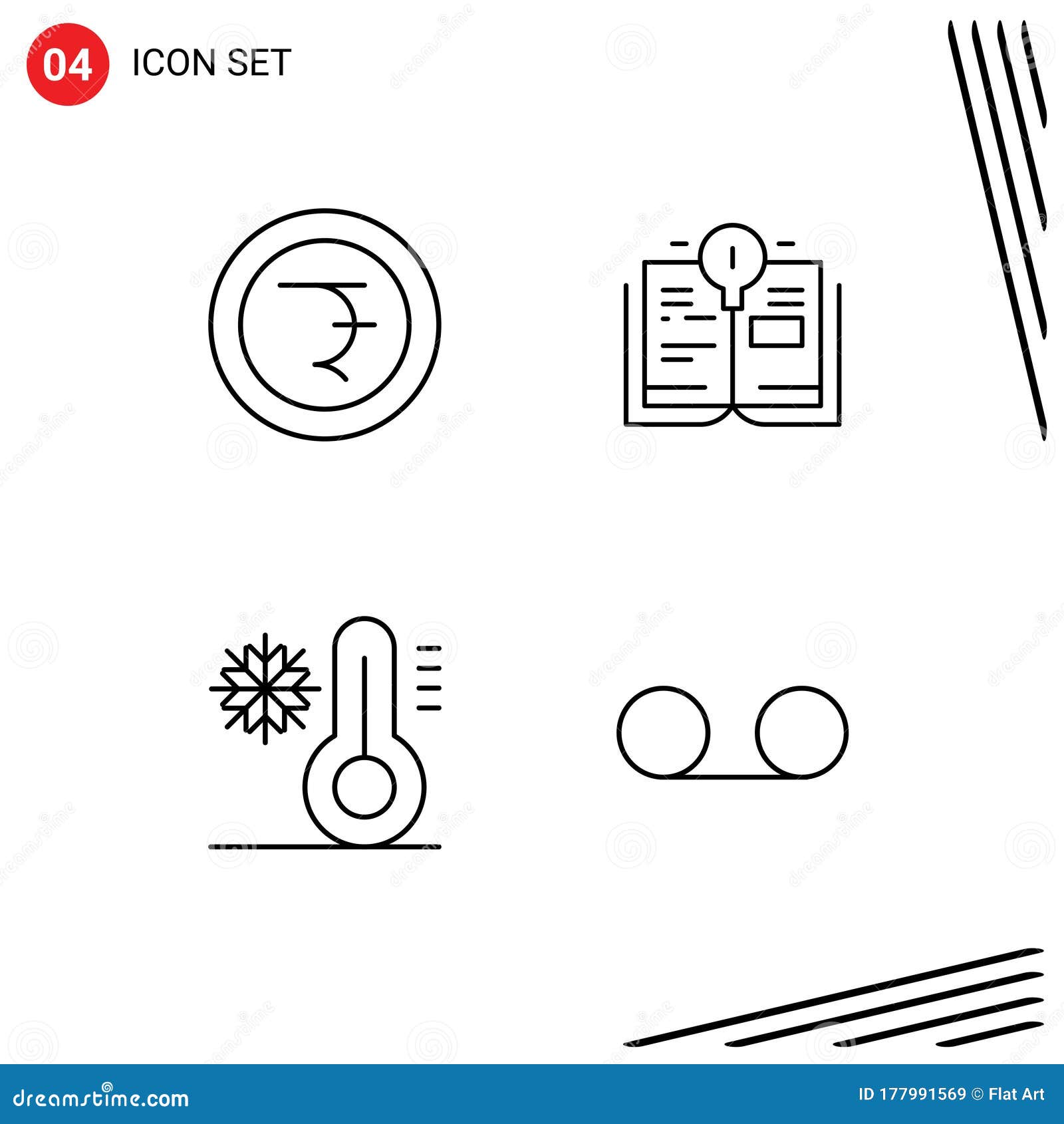 Line Pack of 4 Universal Symbols of Coin, Temperature, Bulb, Climate ...