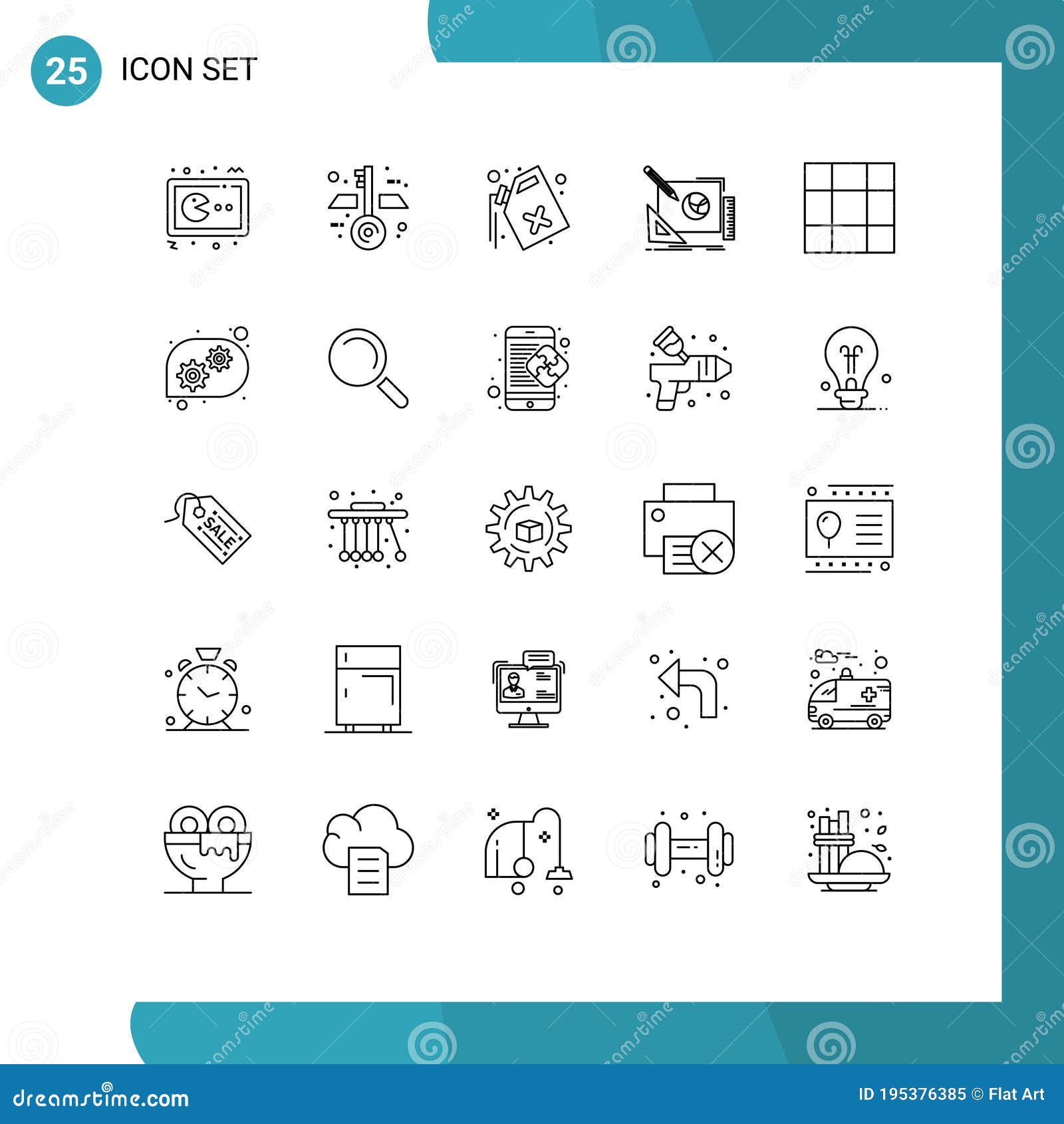 Pictogram Set of 25 Simple Lines of Grid, Idea, Can, Creative, Logo ...