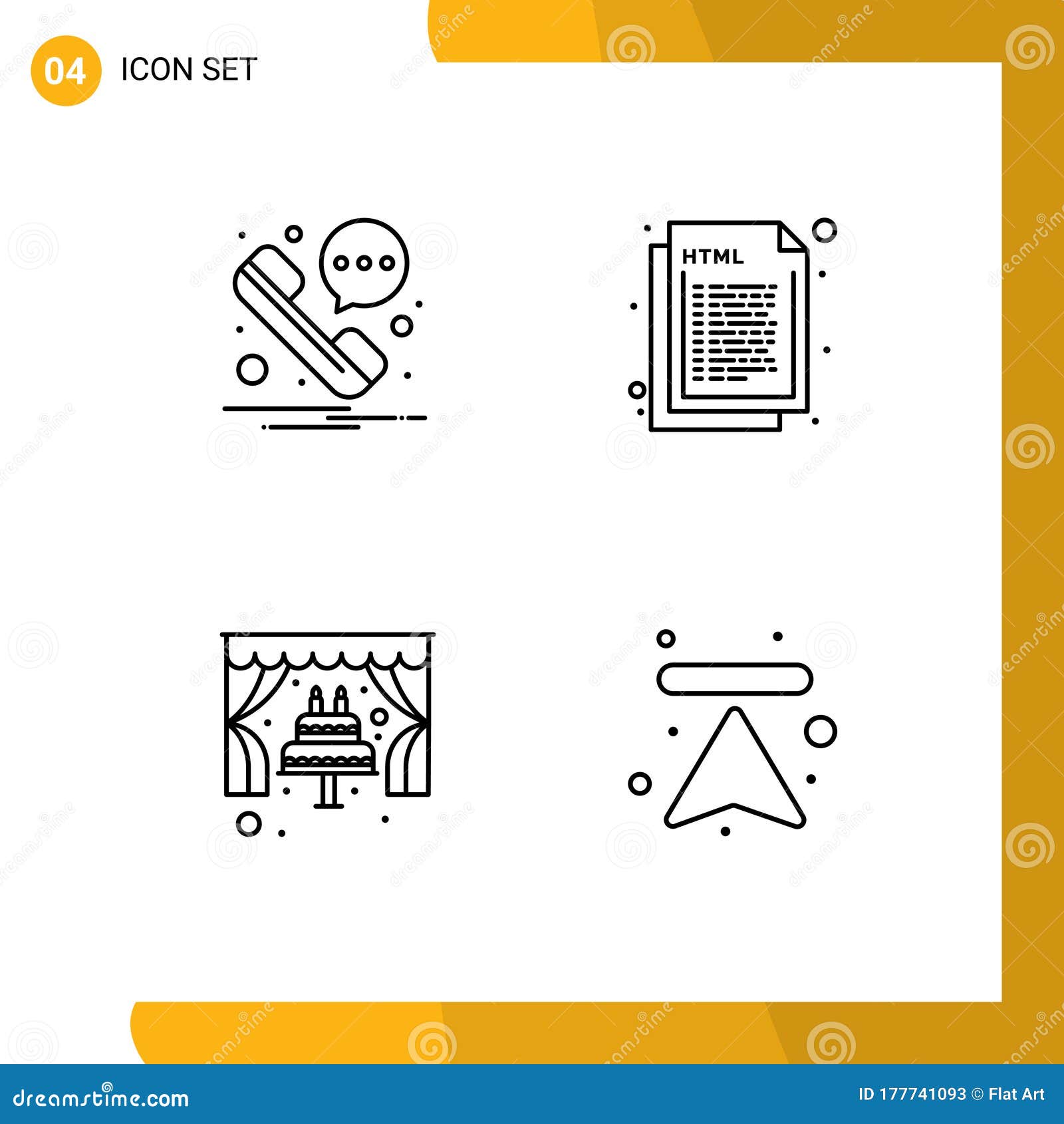 Line Pack of 4 Universal Symbols of Message, Arch, Coding, Web, Wedding ...