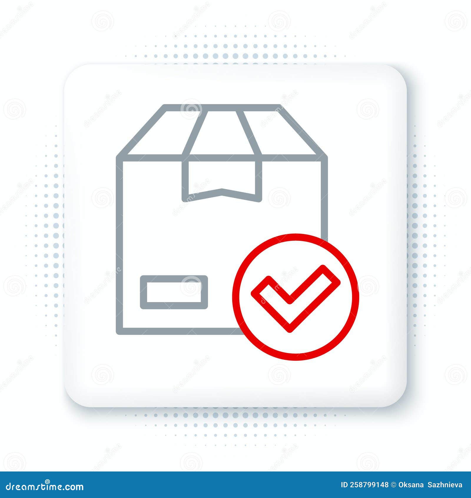 Line Package Box With Check Mark Icon Isolated On White Background ...