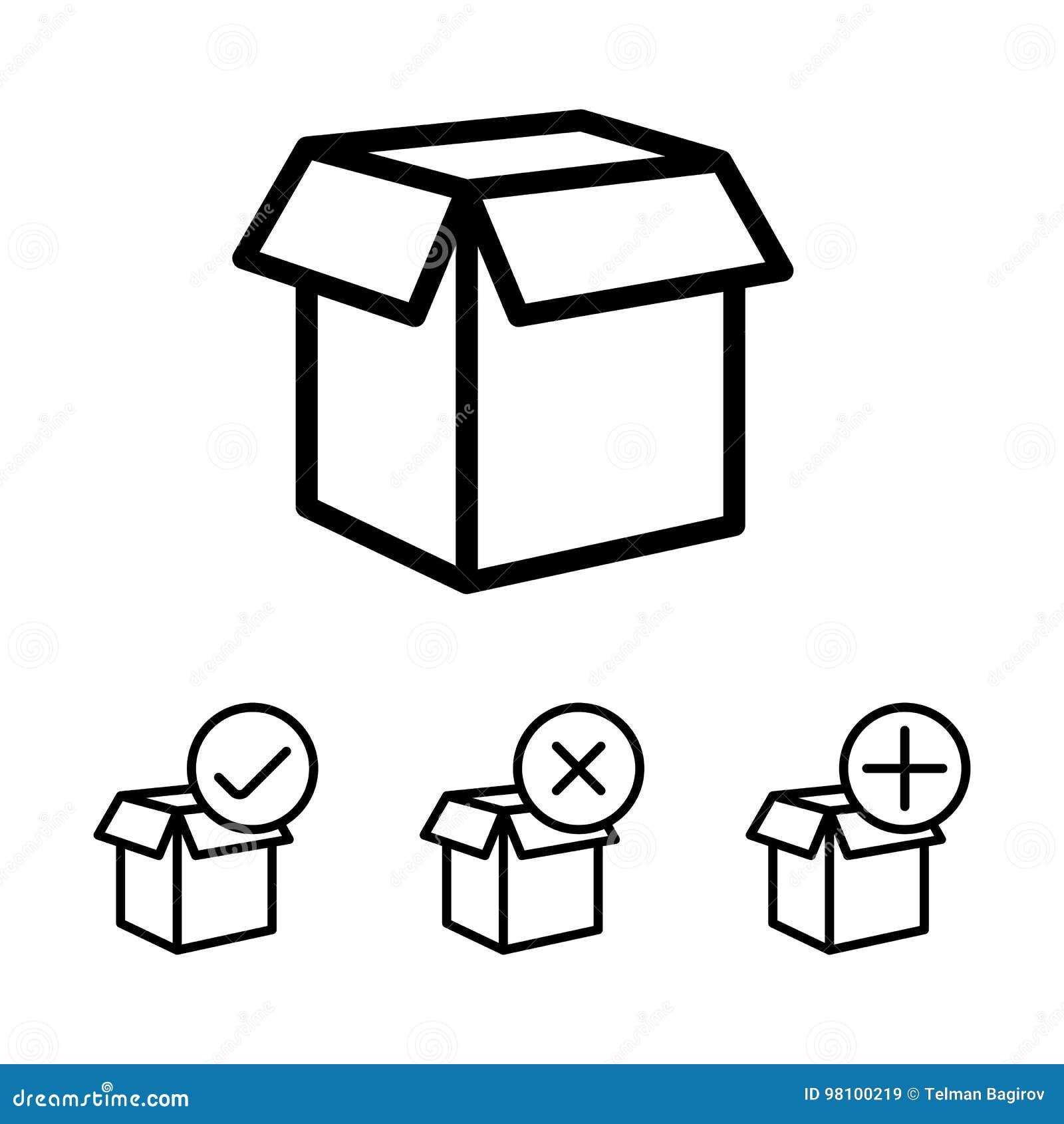 Line Package, Box Icons on White Background Stock Illustration ...