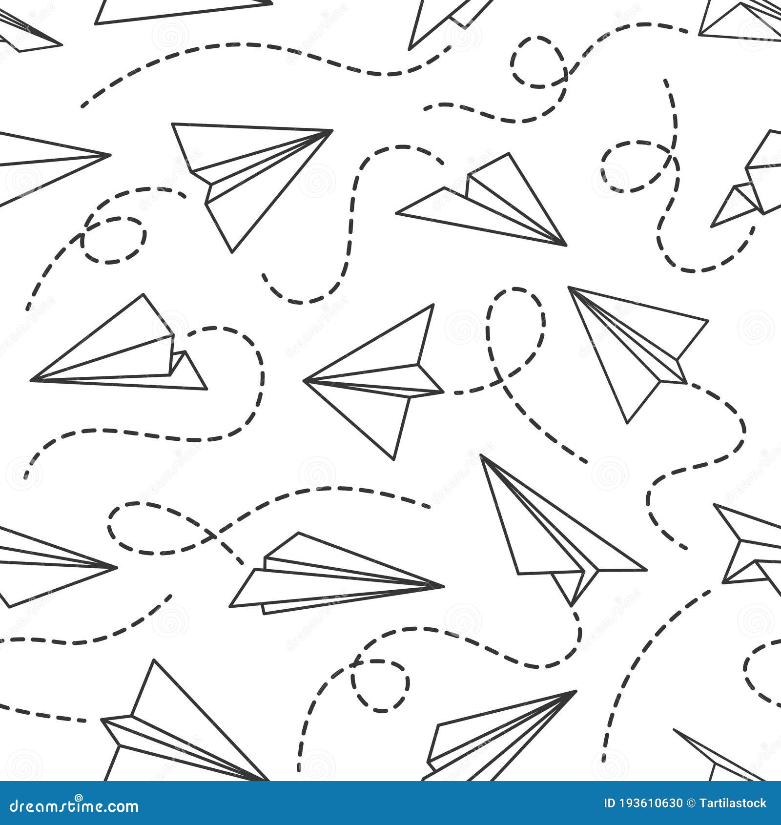 Line Paper Airplane Seamless Pattern. Flying Planes from Different ...