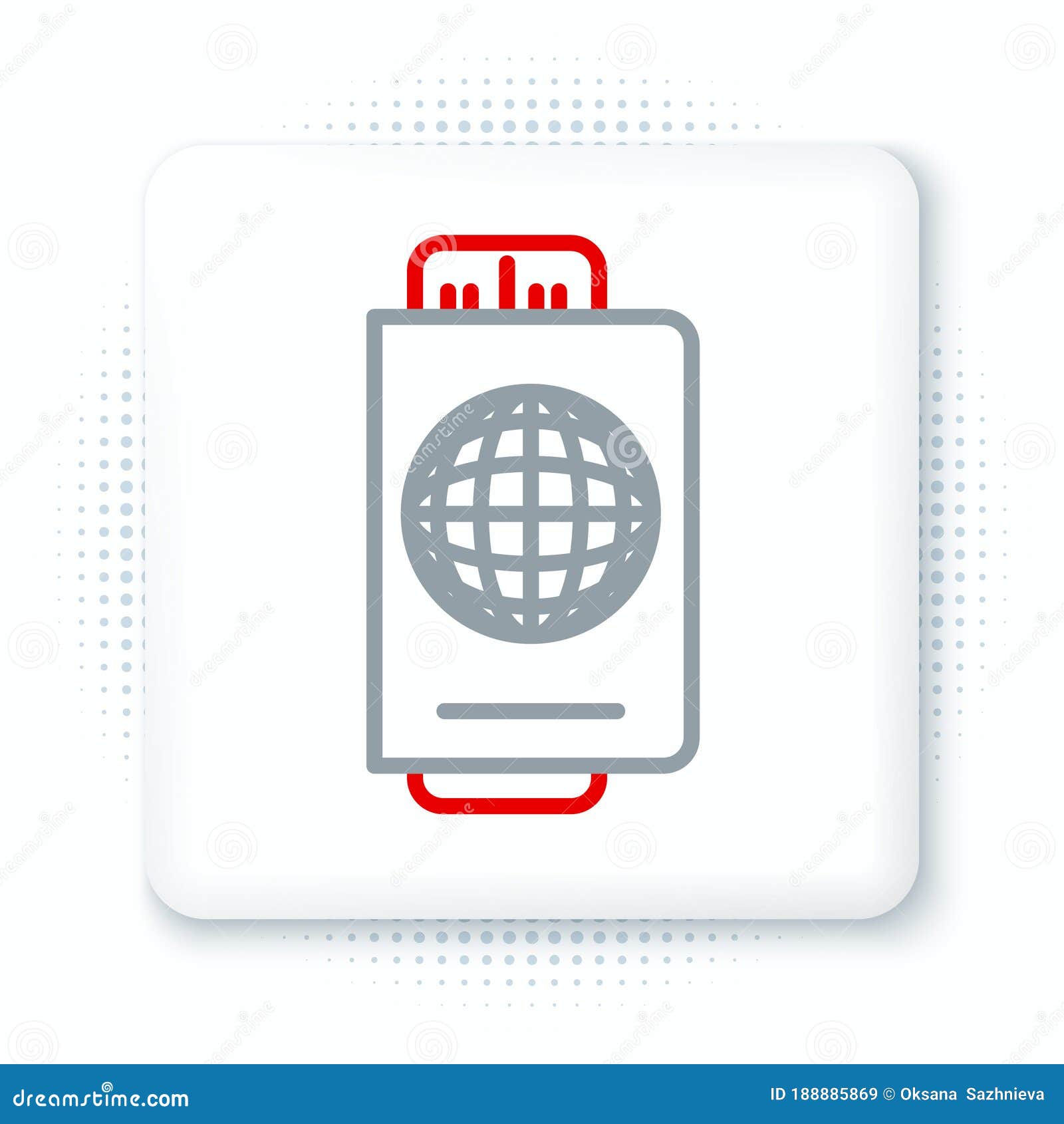 Line Passport With Ticket Icon Isolated On White Background