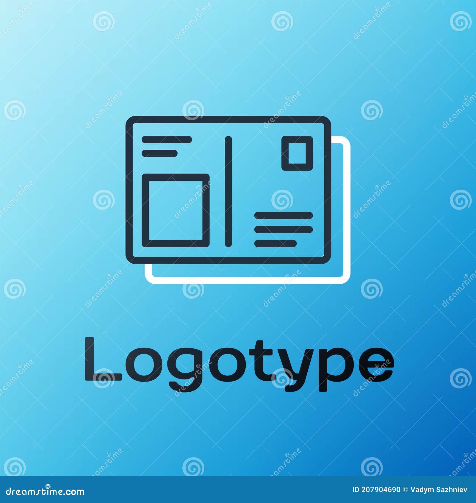 Line Passport with Visa Stamp Icon Isolated on Blue Background ...