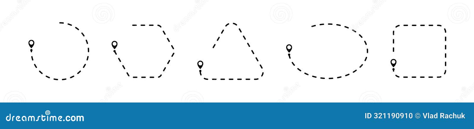 Line Path. Dotted Path. Line Routes Set. Linear Route. Dotted Pathway ...