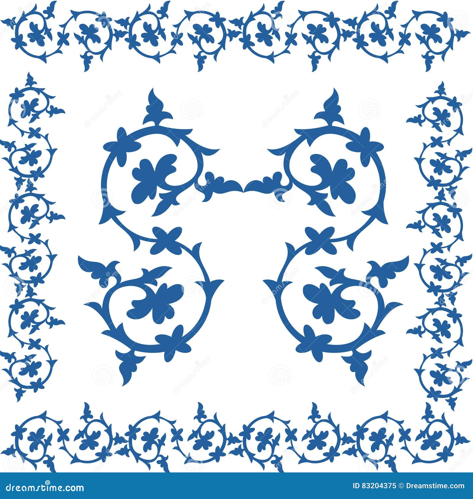 Line Pattern Border Baroque Wire Stock Vector - Illustration of blue ...