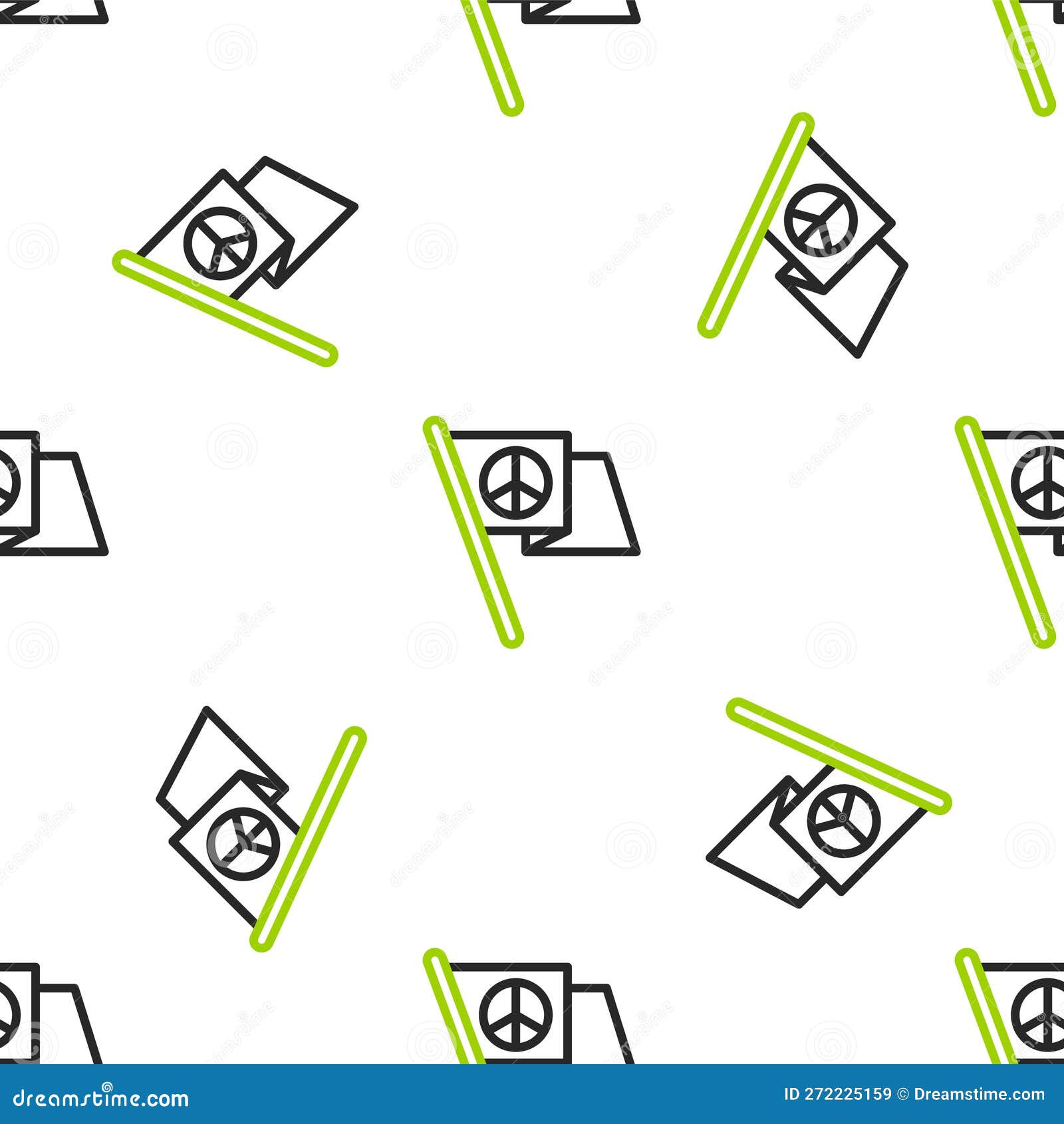 Line Peace Icon Isolated Seamless Pattern on White Background. Hippie ...