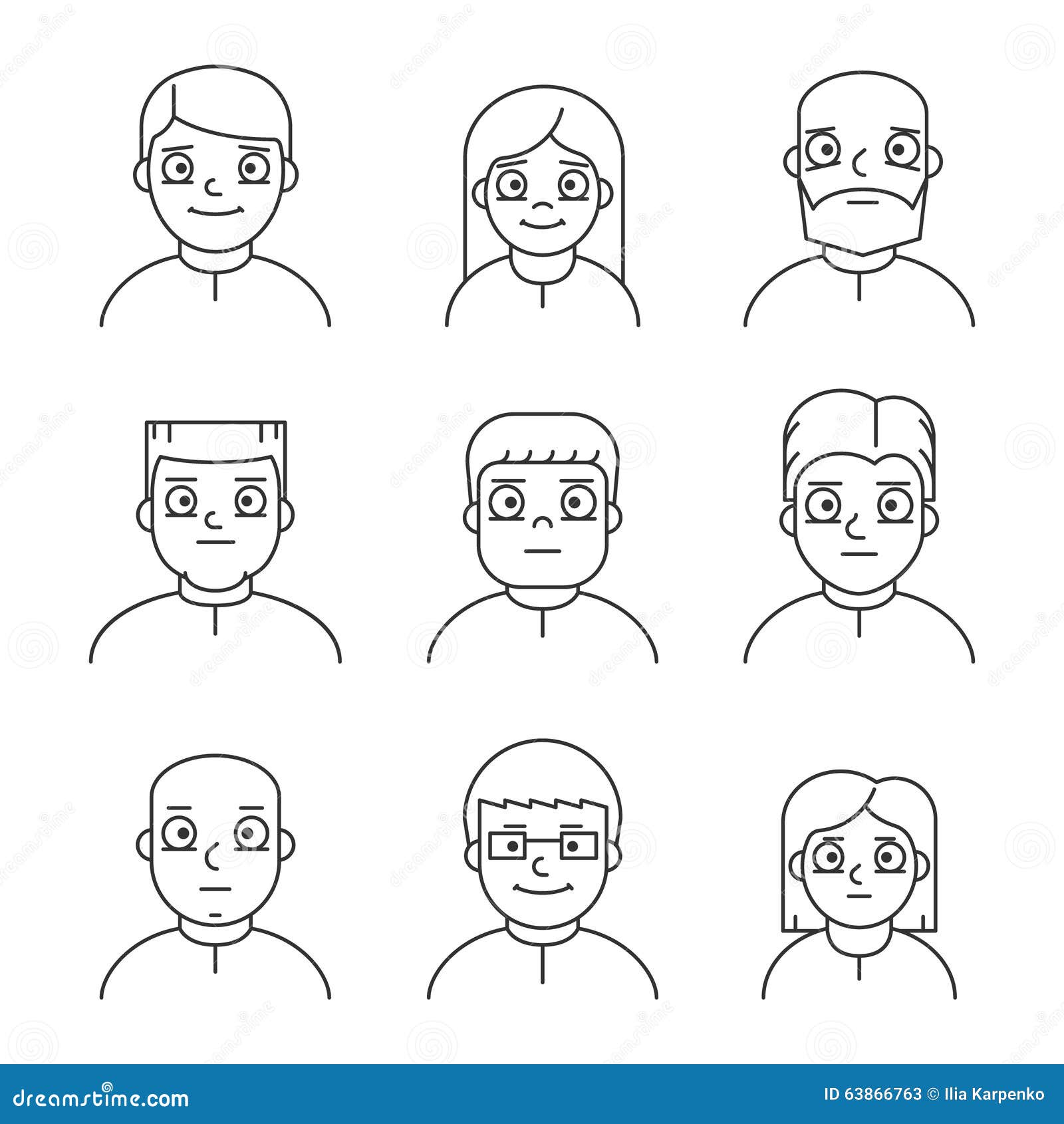 Line People Avatars for Profile and Web Stock Illustration ...