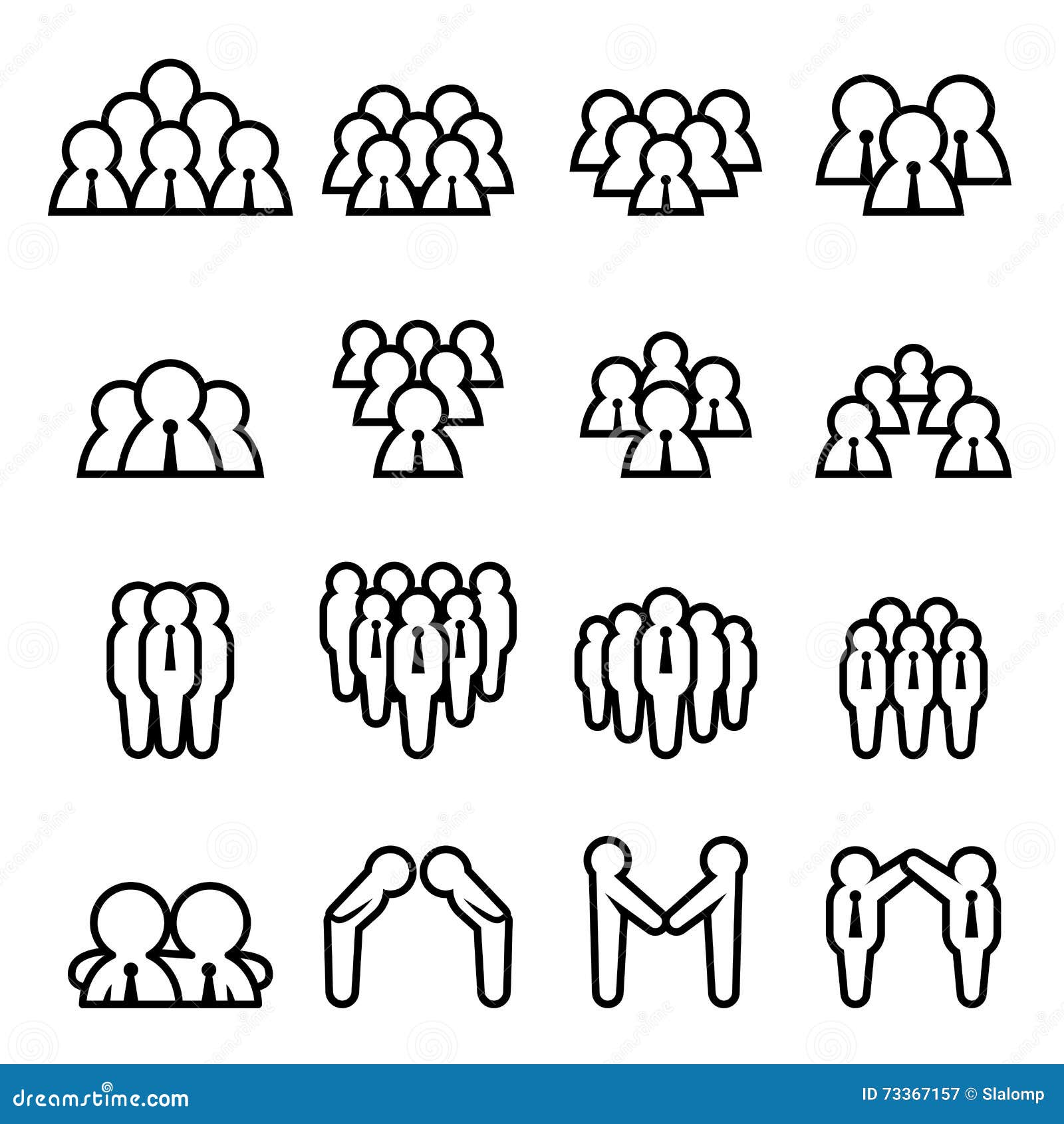 Line People in Business Team Icon Set Stock Vector - Illustration of ...