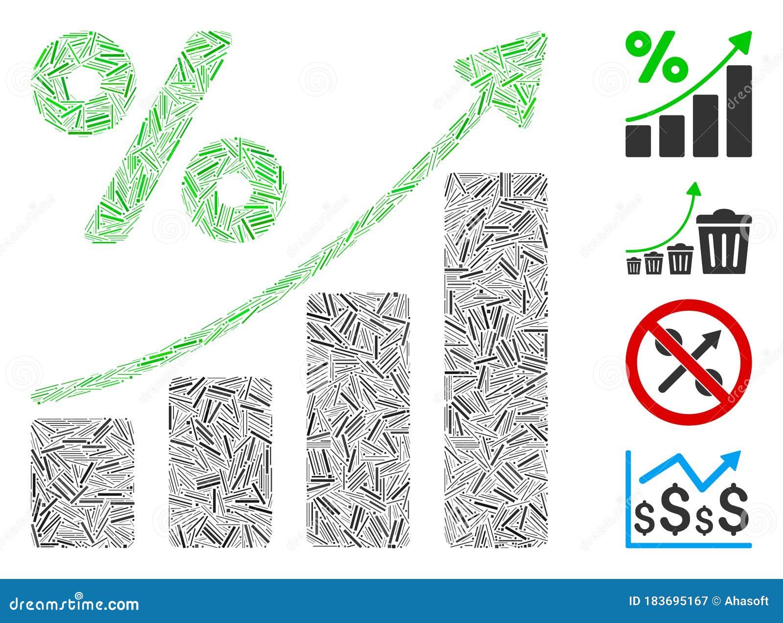 Line Percent Growing Graph Trend Icon Vector Collage Stock Illustration ...