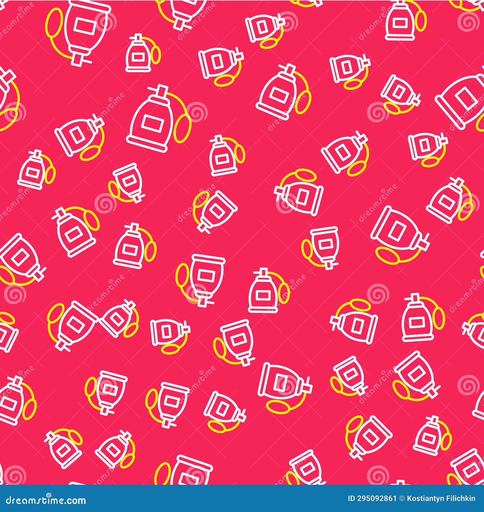 Line Perfume Icon Isolated Seamless Pattern on Red Background. Vector ...