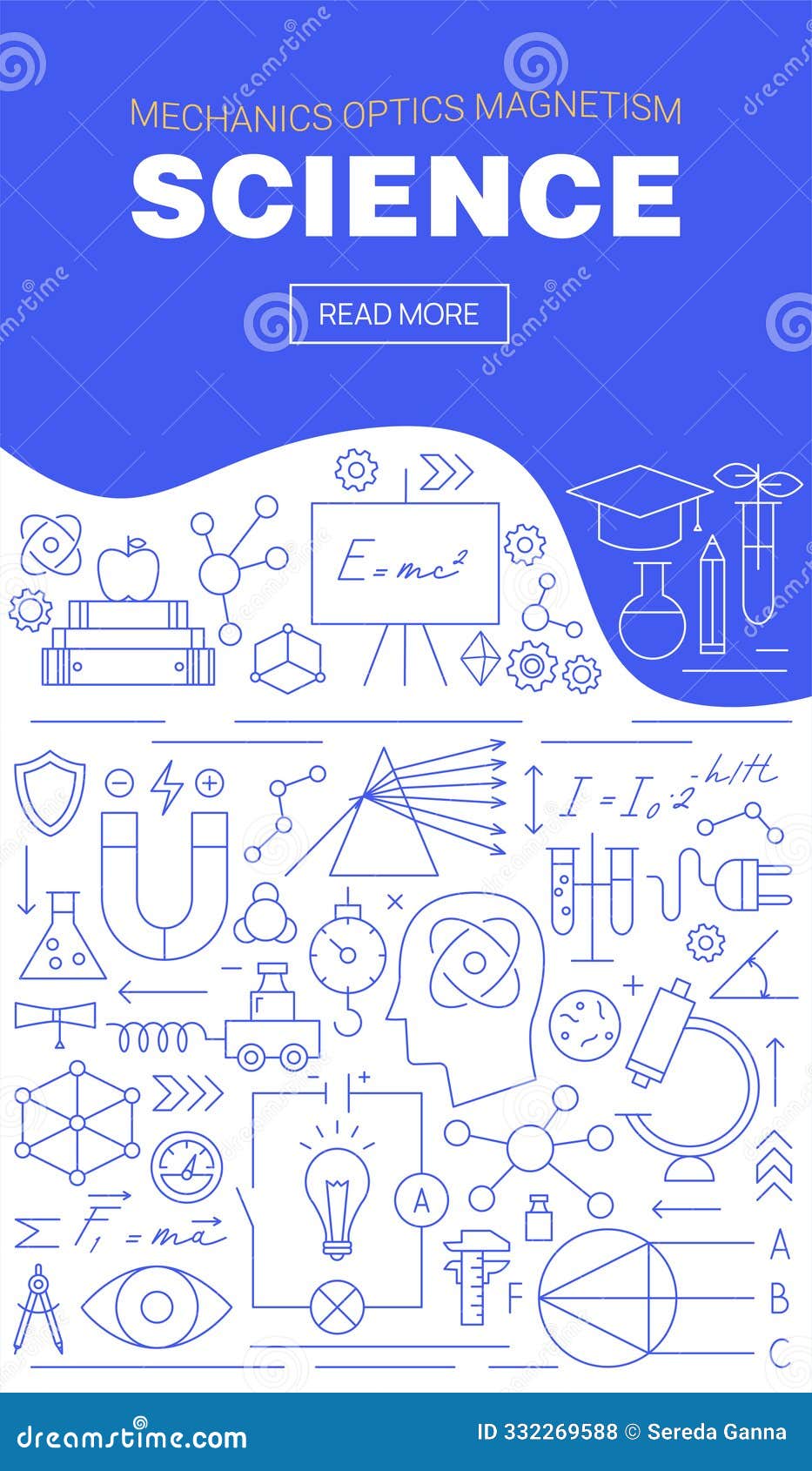 Science Flyer Design With Test Tube, Erlenmeyer Flask Watercolor ...