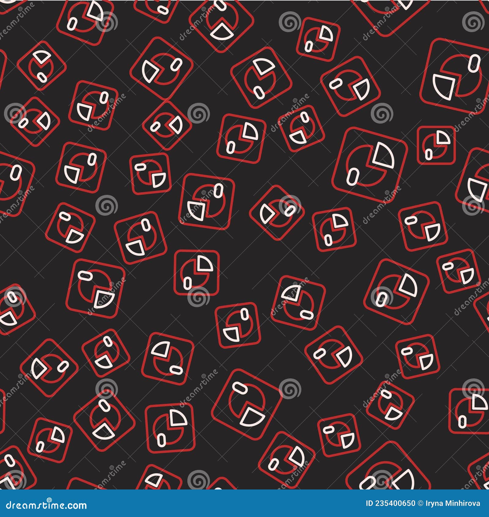 Line Pie Chart Infographic Icon Isolated Seamless Pattern on Black ...