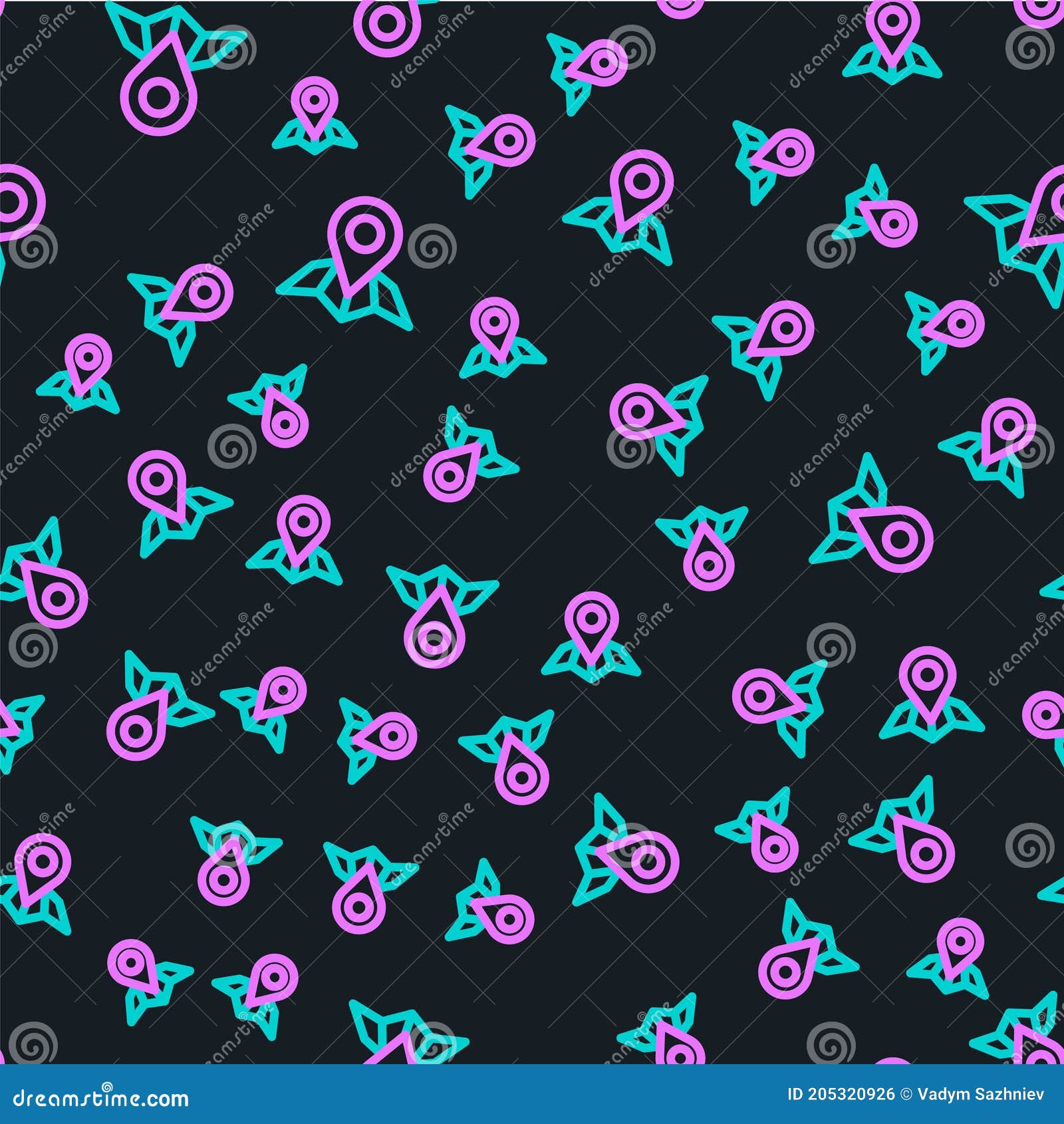 Line Placeholder on Map Paper in Perspective Icon Isolated Seamless ...