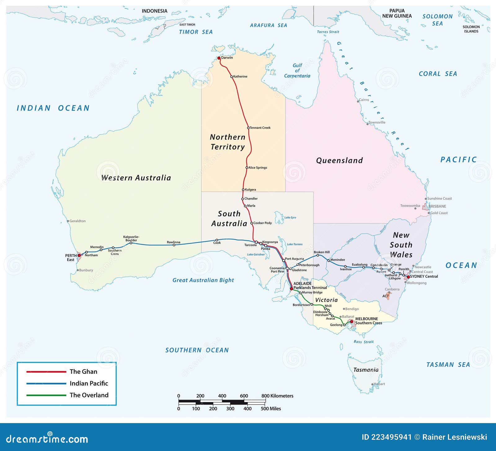 Line Plan of the Three Australian Remote Trains the Overland, Indian ...