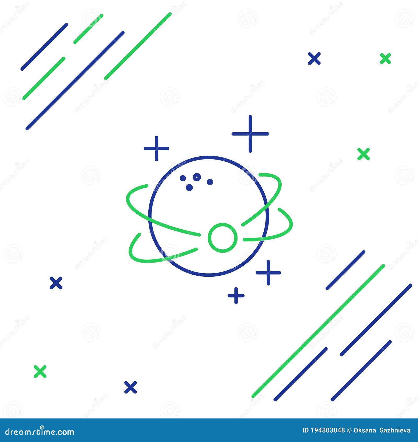 Line Planet Icon Isolated on White Background. Colorful Outline Concept ...