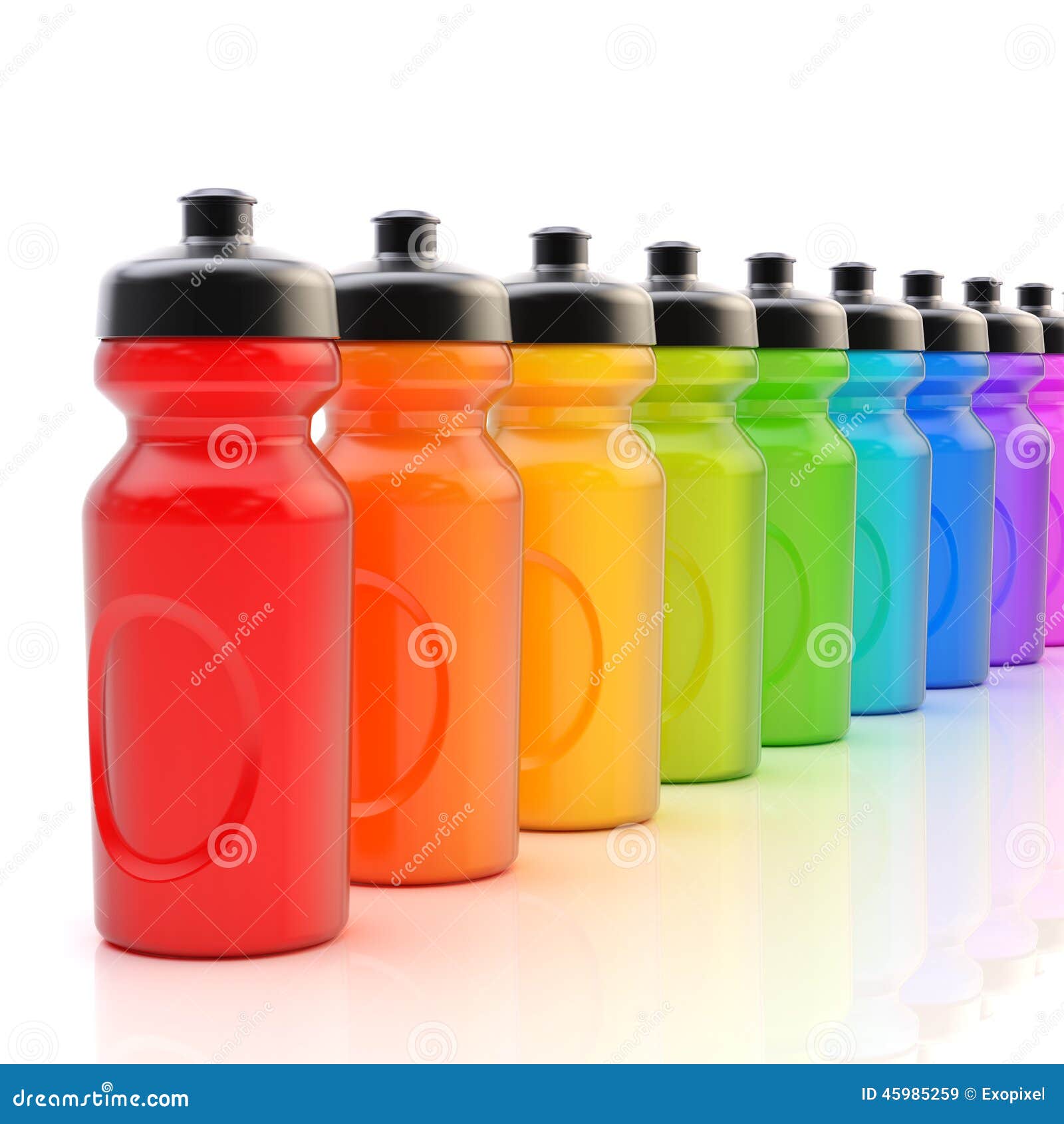 Line of Plastic Drinking Bottles Stock Illustration - Illustration of ...