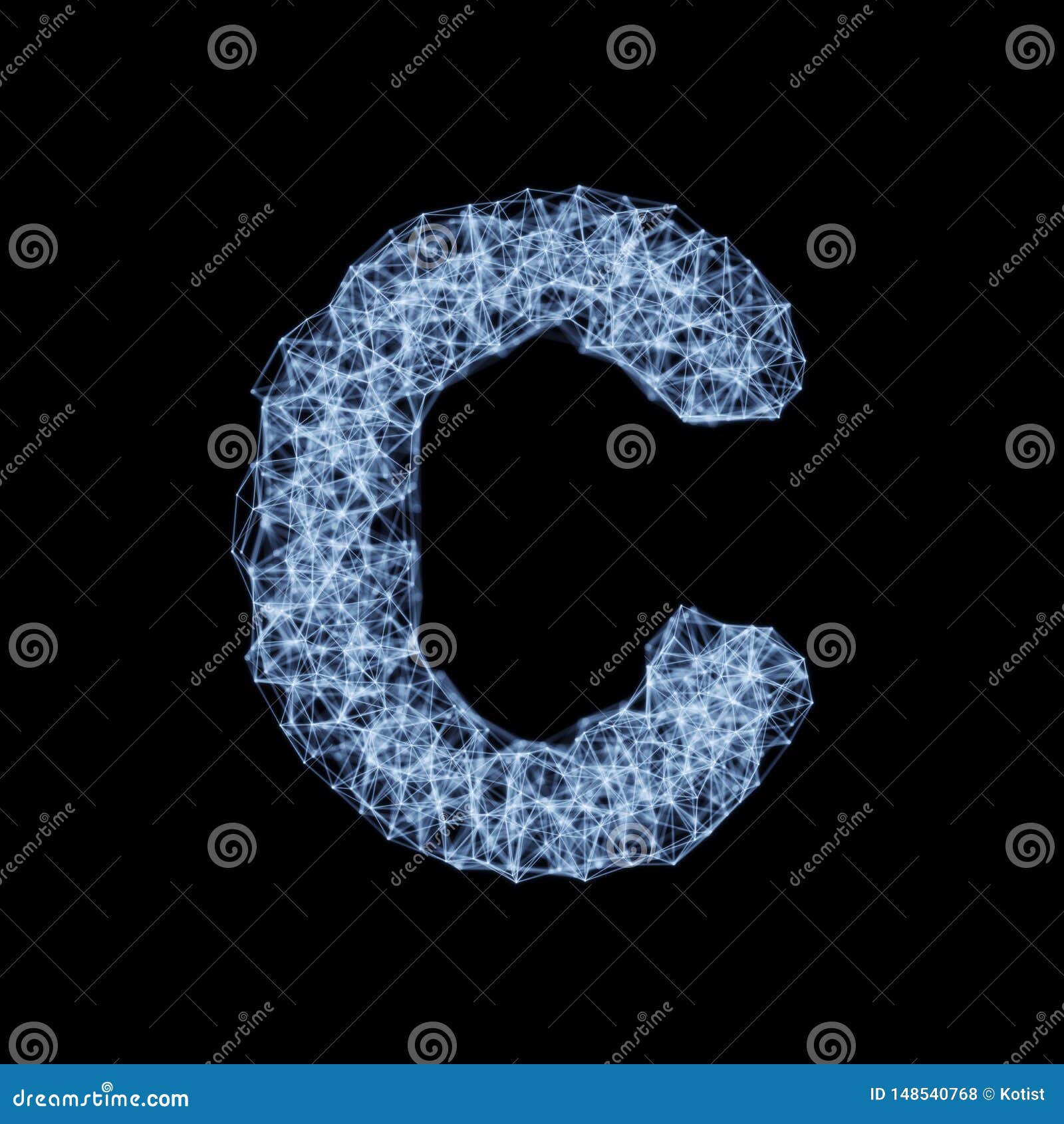 Line and Point Glowing Light Alphabet Character C Font Stock ...