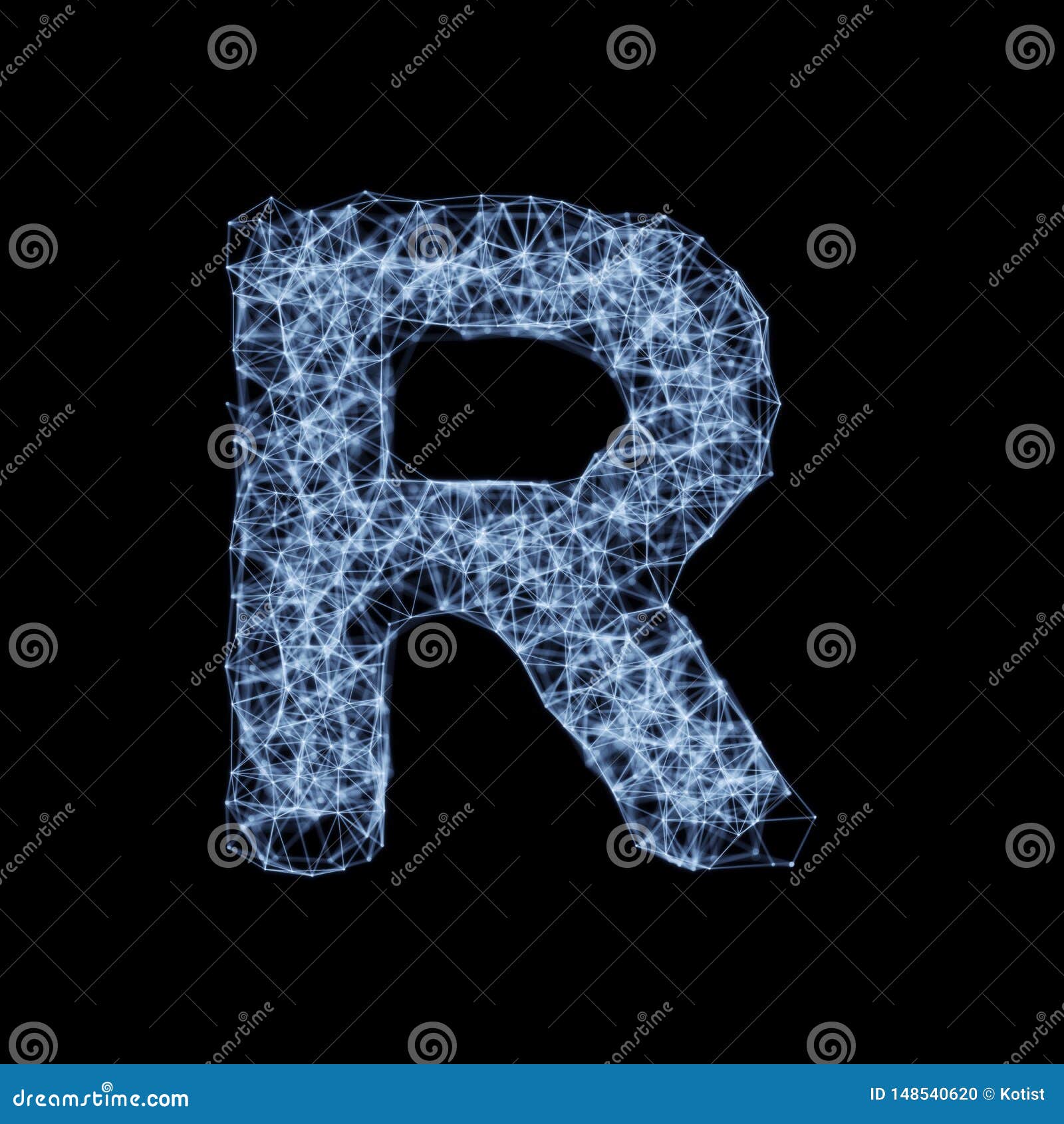 Line and Point Glowing Light Alphabet Character R Font Stock ...