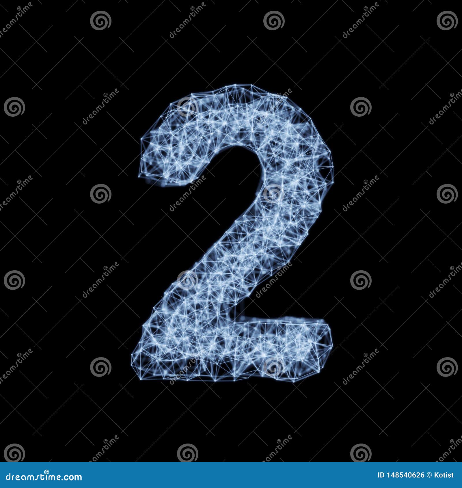 Line and Point Glowing Light Alphabet Digit Number 2 Font Stock ...