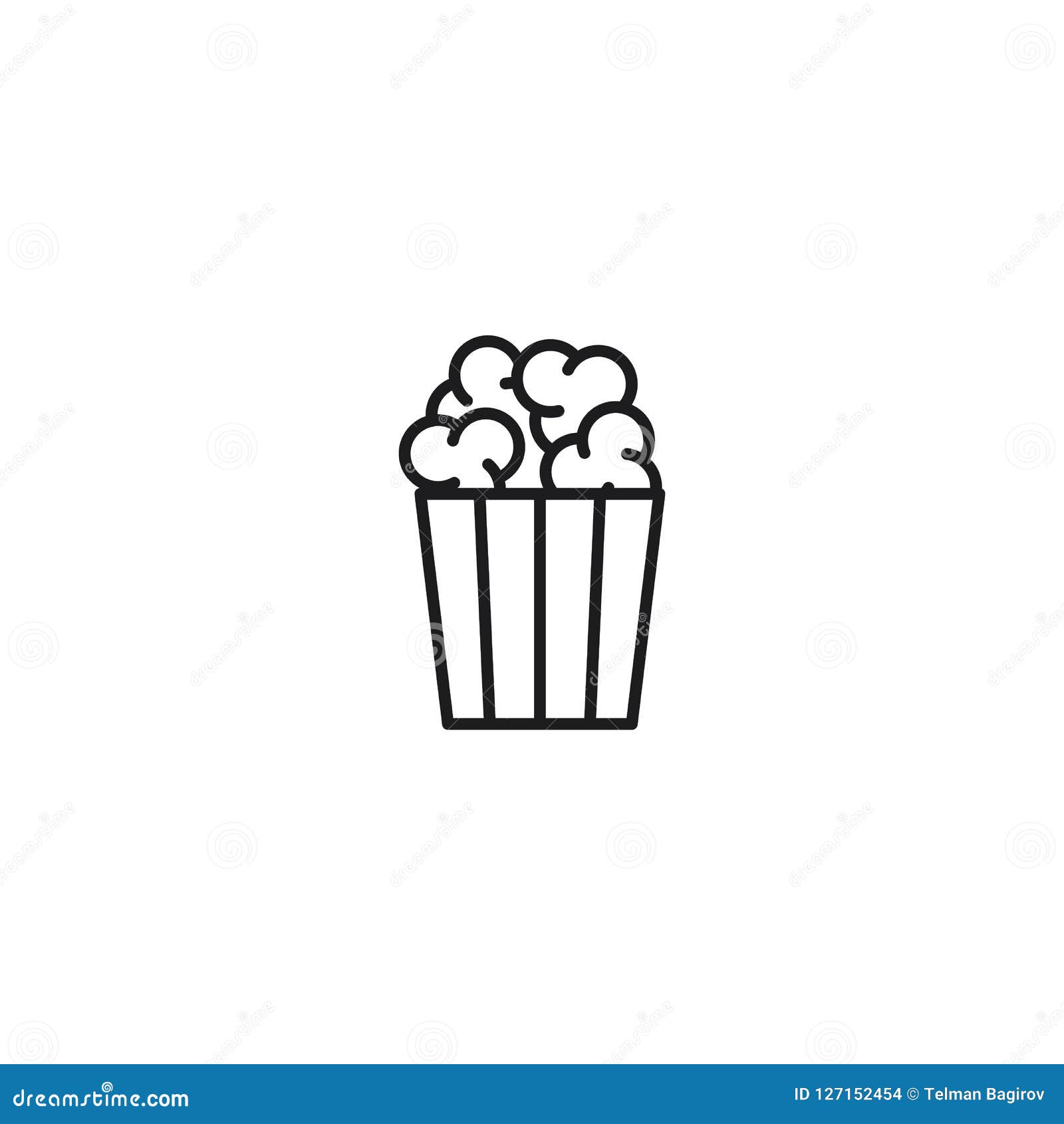 Line Popcorn Black Icon on White Background Stock Illustration ...