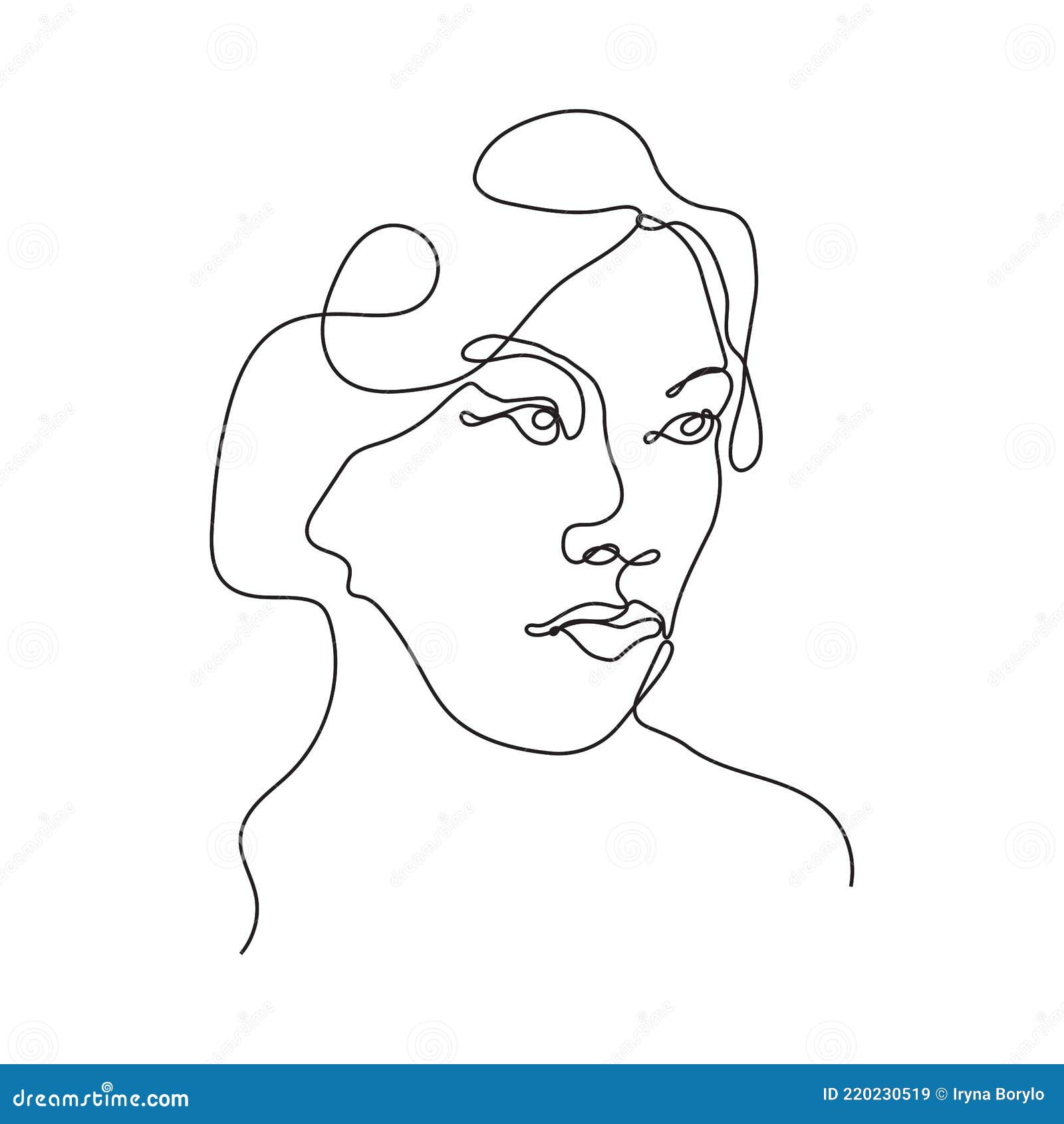 Line Portrait. One Line Woman Face. Face Line Art Stock Vector ...