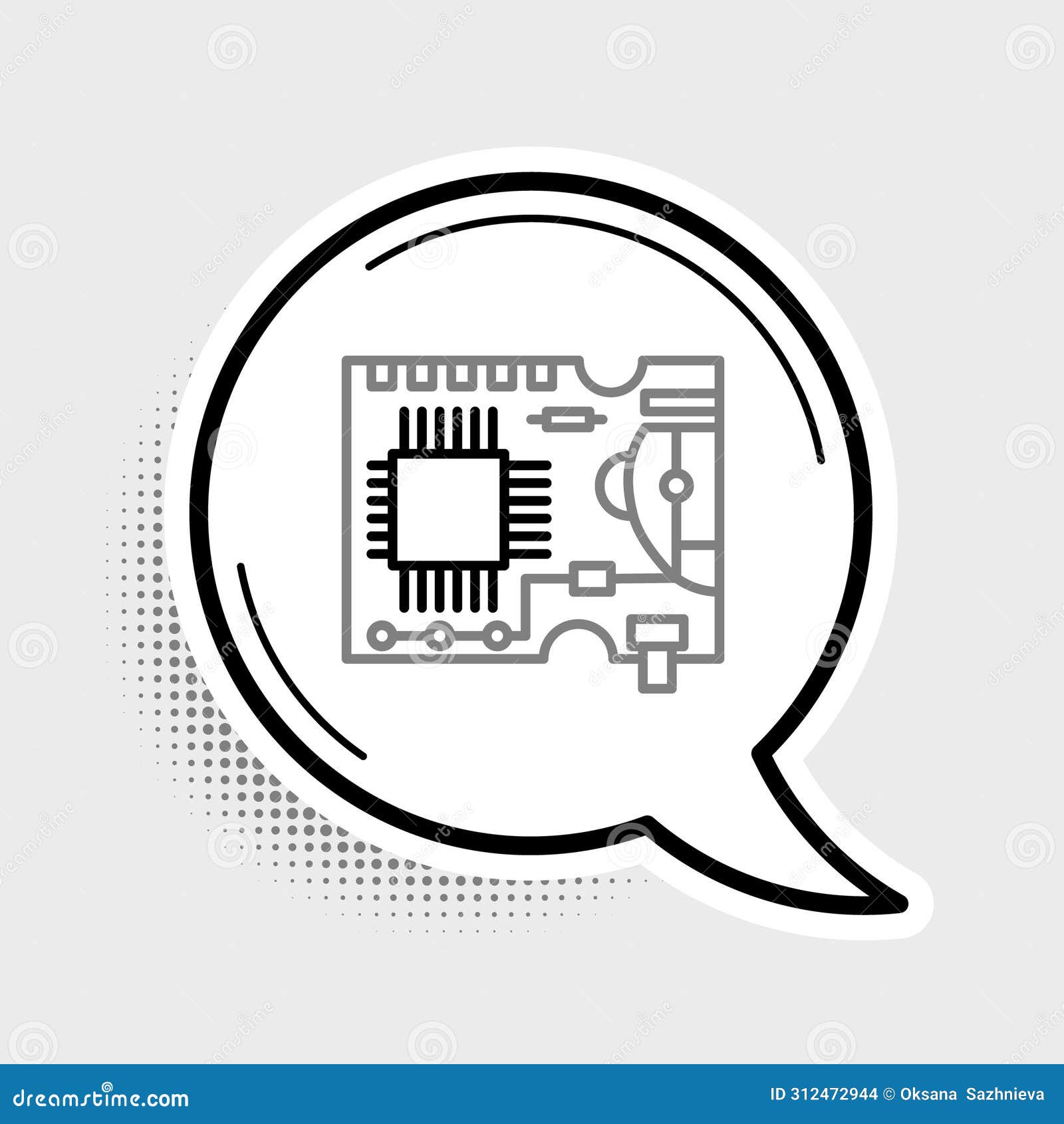 Line Printed Circuit Board PCB Icon Isolated on Grey Background ...