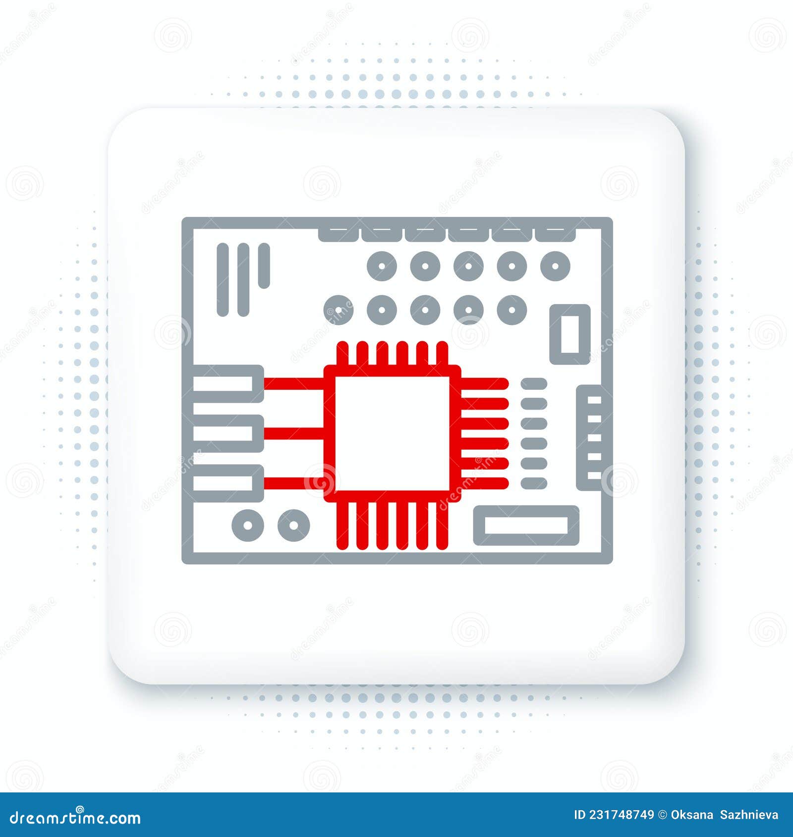Line Printed Circuit Board PCB Icon Isolated on White Background ...