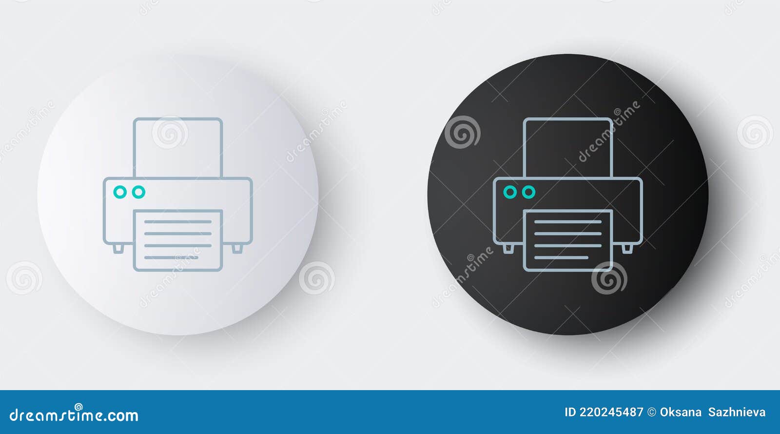 Line Printer Icon Isolated on Grey Background. Colorful Outline Concept ...