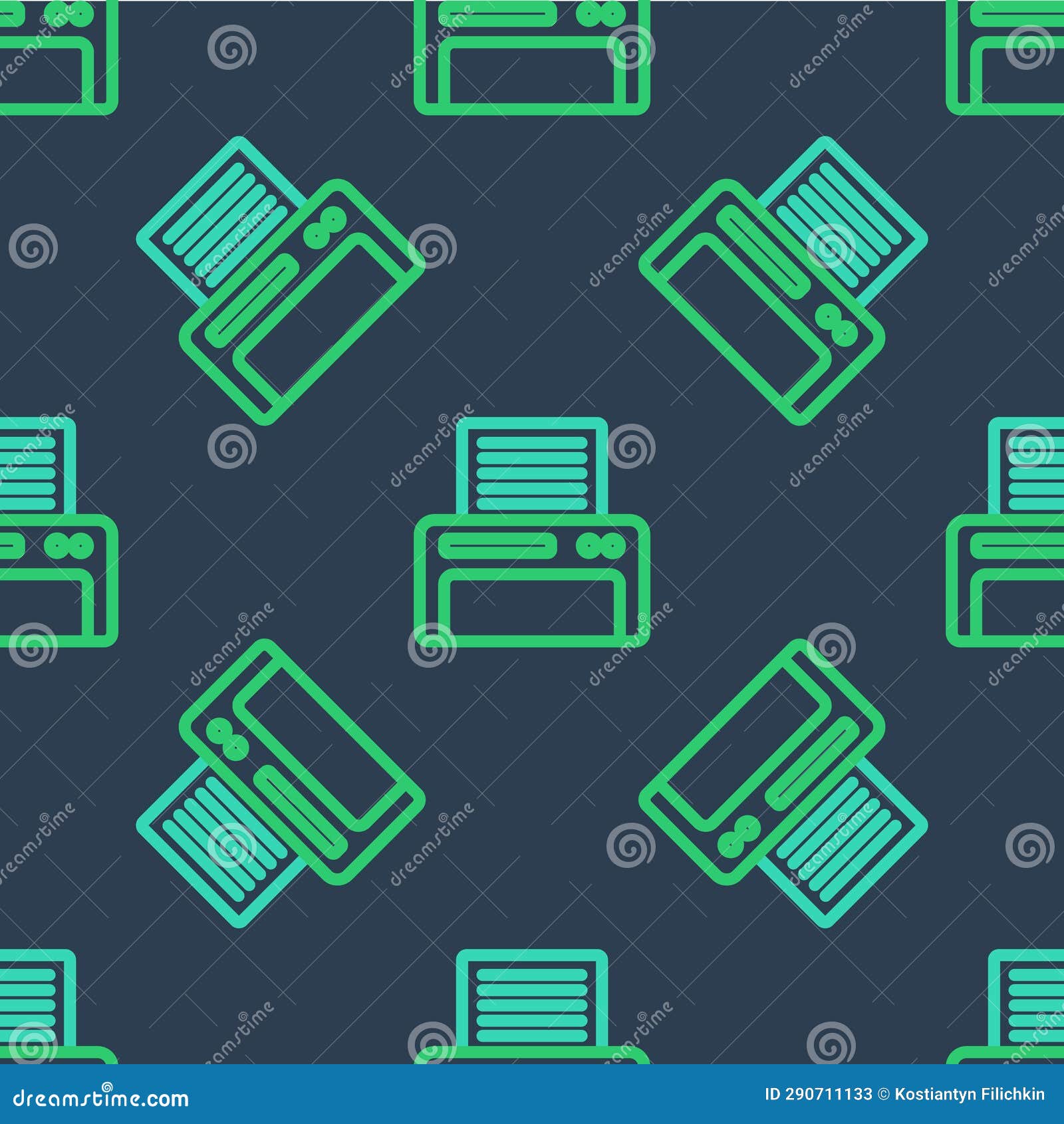 Line Printer Icon Isolated Seamless Pattern on Blue Background. Vector ...