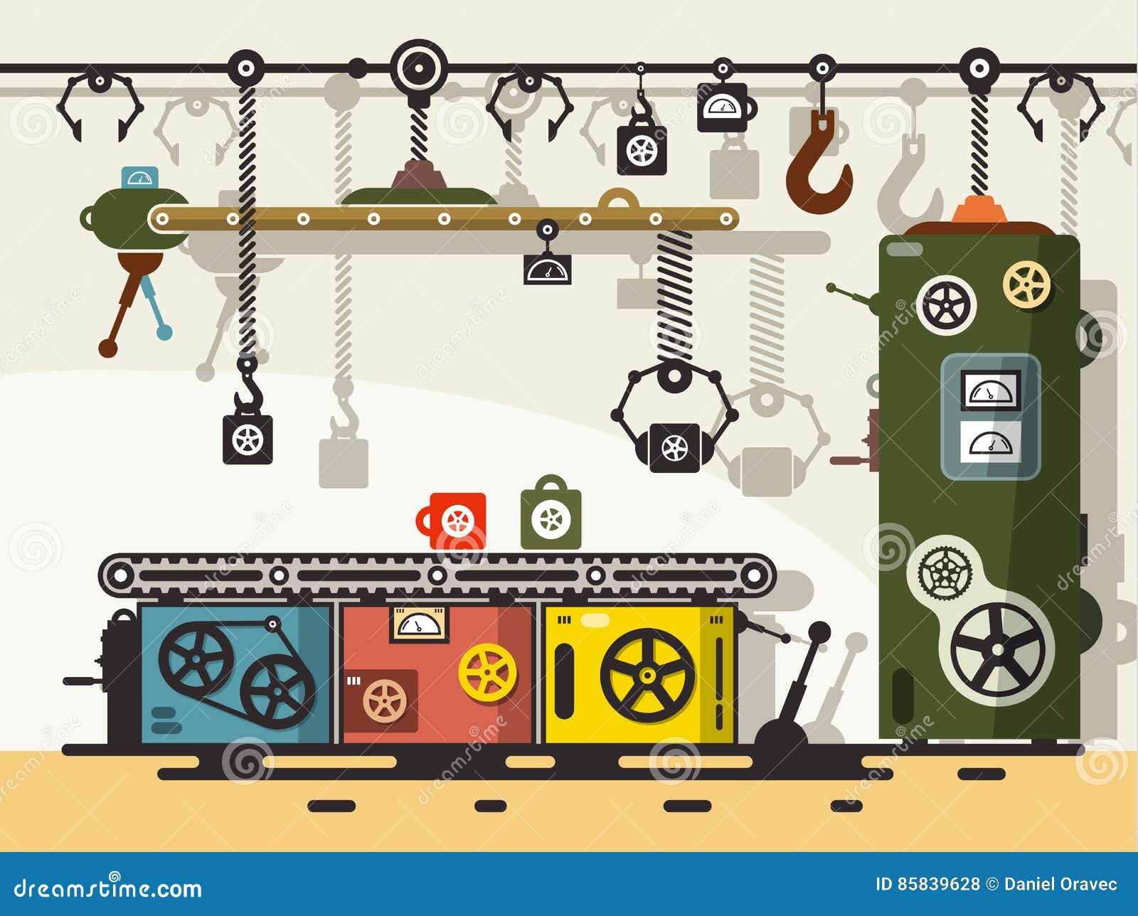 Line of Production. Flat Design Vector. Stock Illustration ...