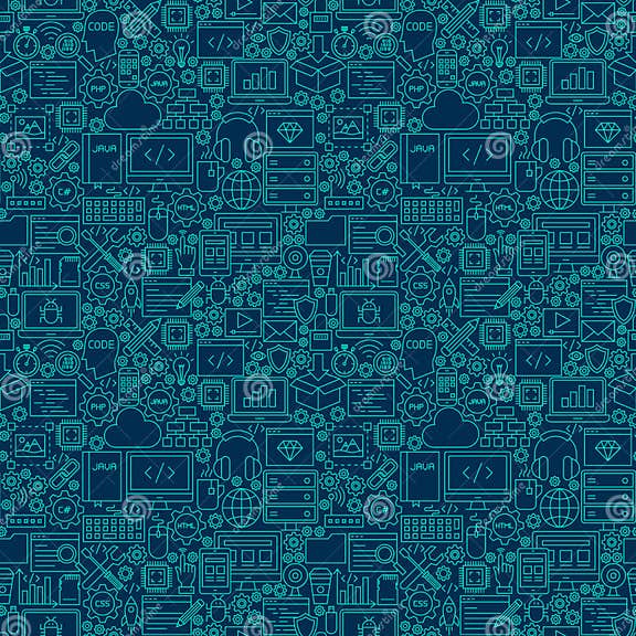 Line Programming Dark Seamless Pattern Stock Vector - Illustration of ...