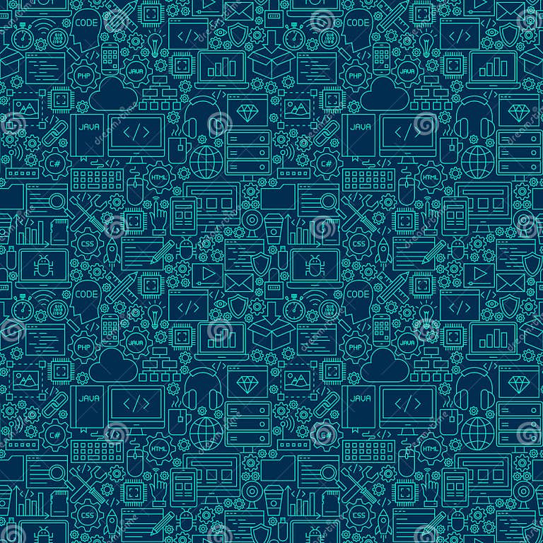 Line Programming Dark Seamless Pattern Stock Vector - Illustration of ...