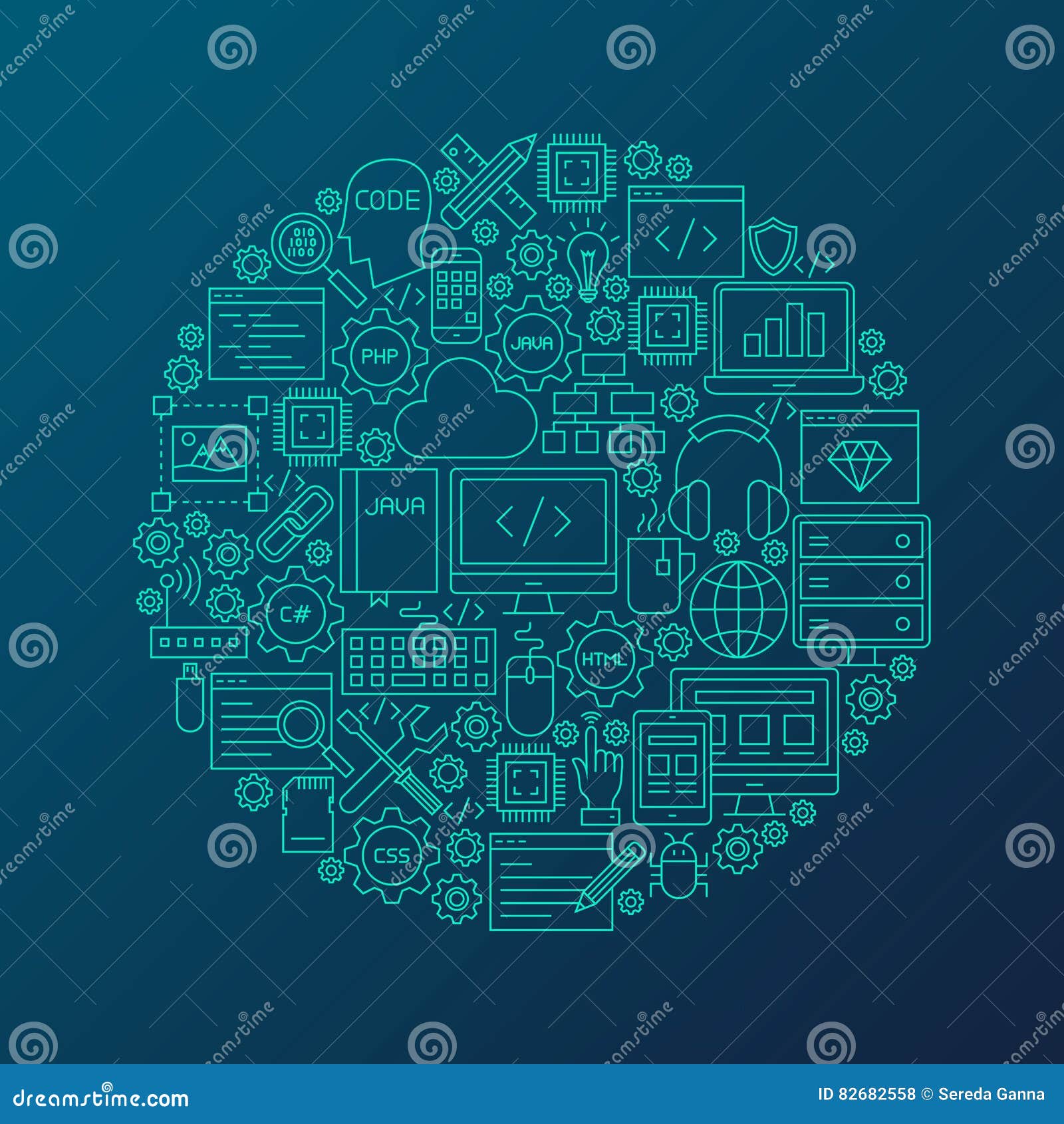 Line Programming Language Syntax Icon Isolated On White Background. Syntax Programming File ...