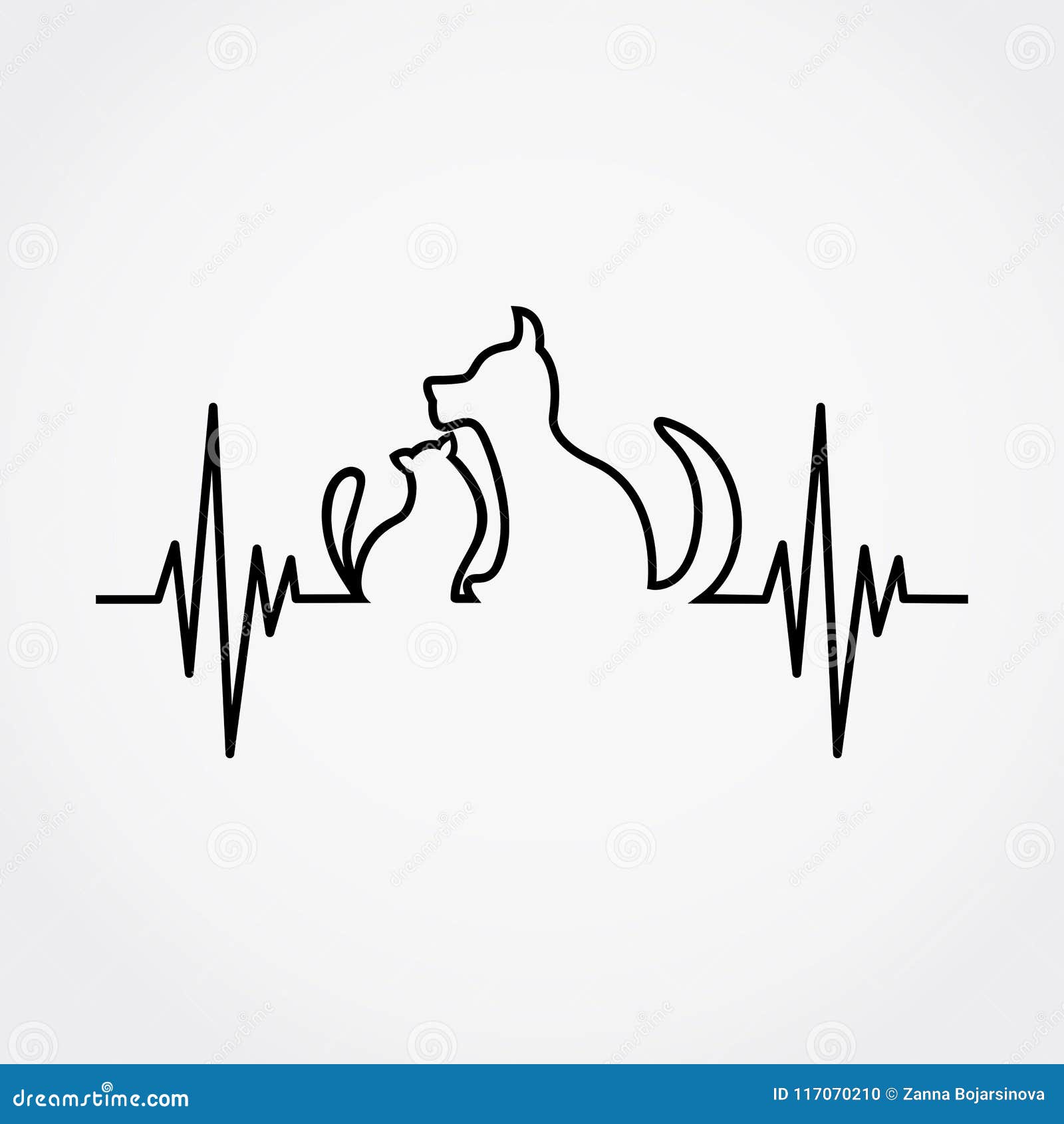 Line of the Pulse with Cat and Dog Stock Vector - Illustration of ...