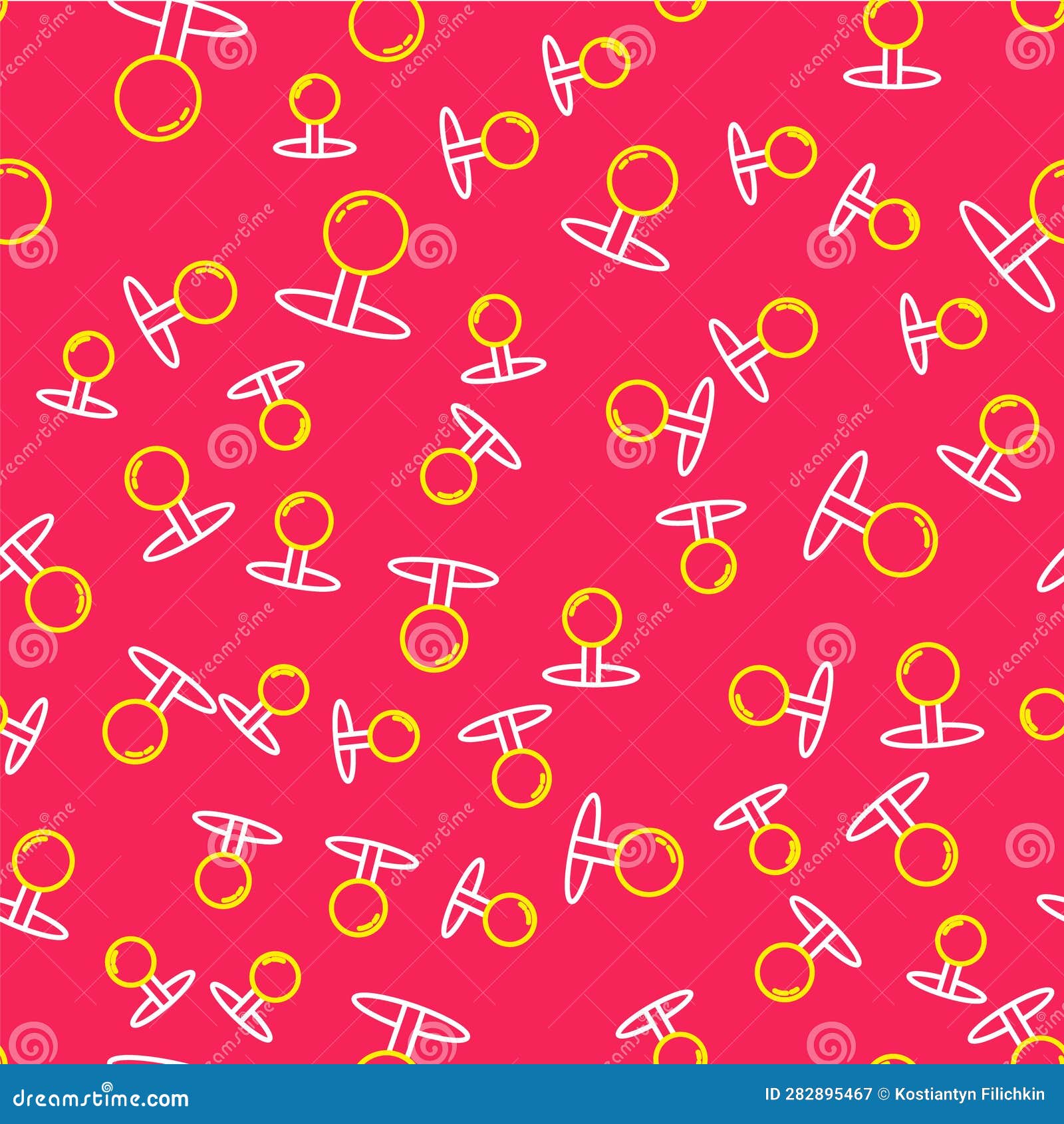 Line Push Pin Icon Isolated Seamless Pattern on Red Background ...